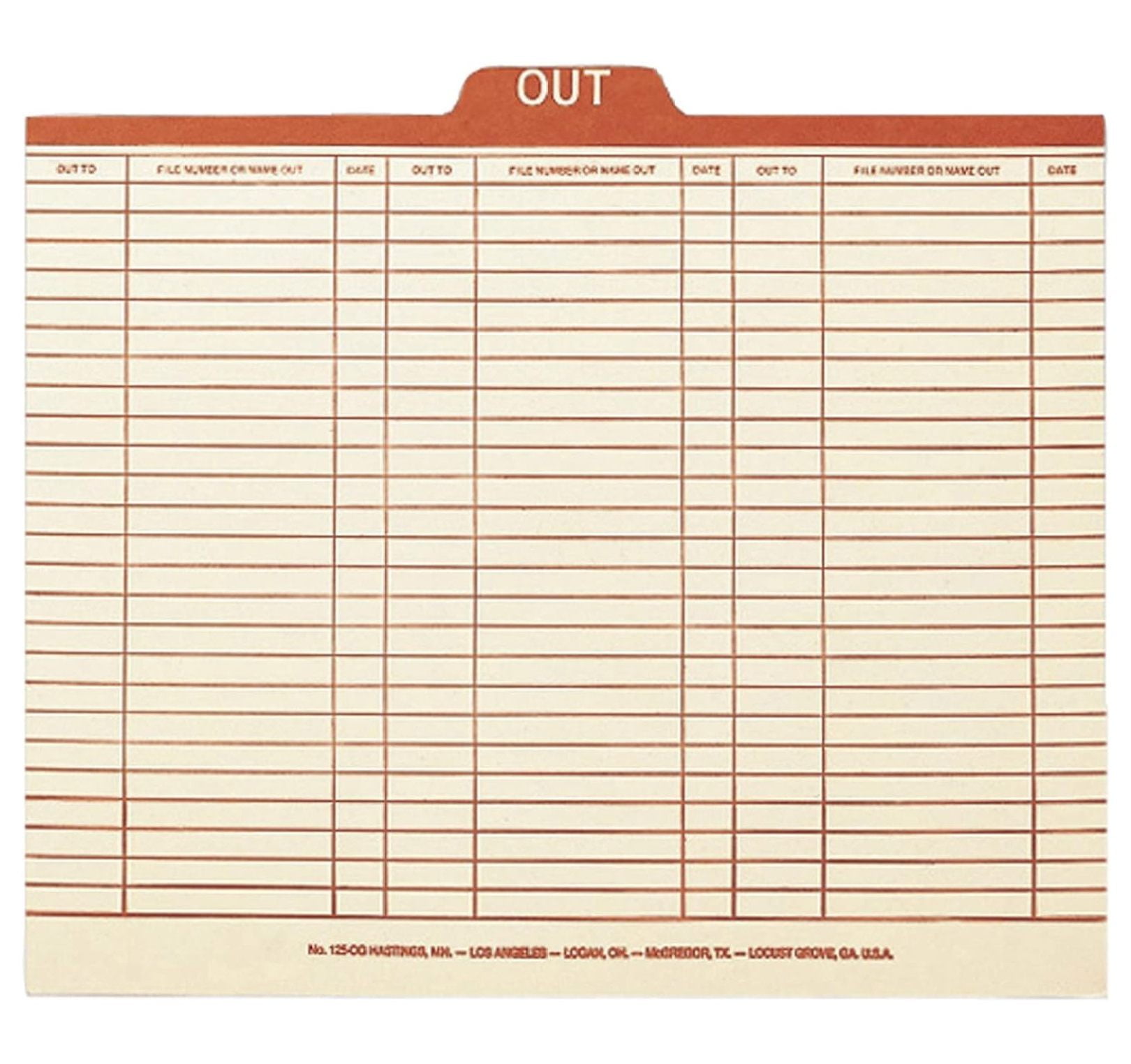 CodYinFI Out Printed Forma , 1/5-Cut Tab Center Position, Height ...