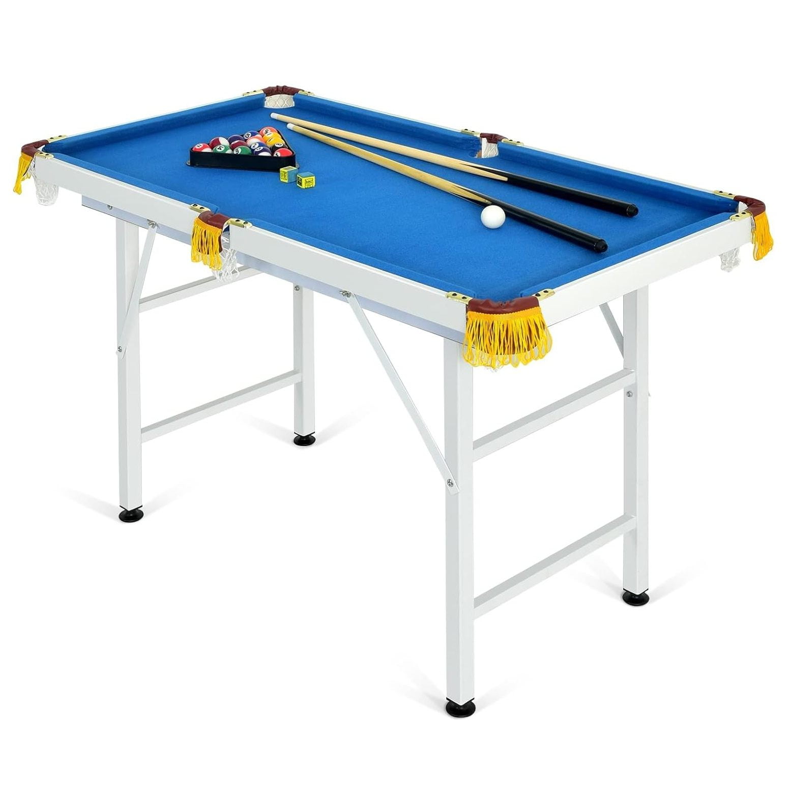 CodYinFI Pool Table, 47’’ Foldable Billiard Table with s, 2 Cue Sticks ...