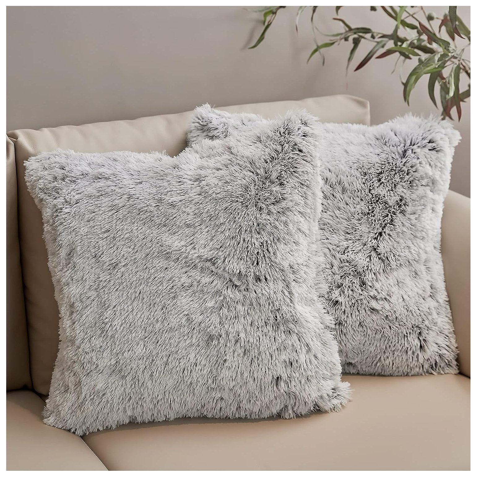 CodYinFI Set of 2 Shaggy Long Hair Throw Pillows - Super Soft and Plush ...