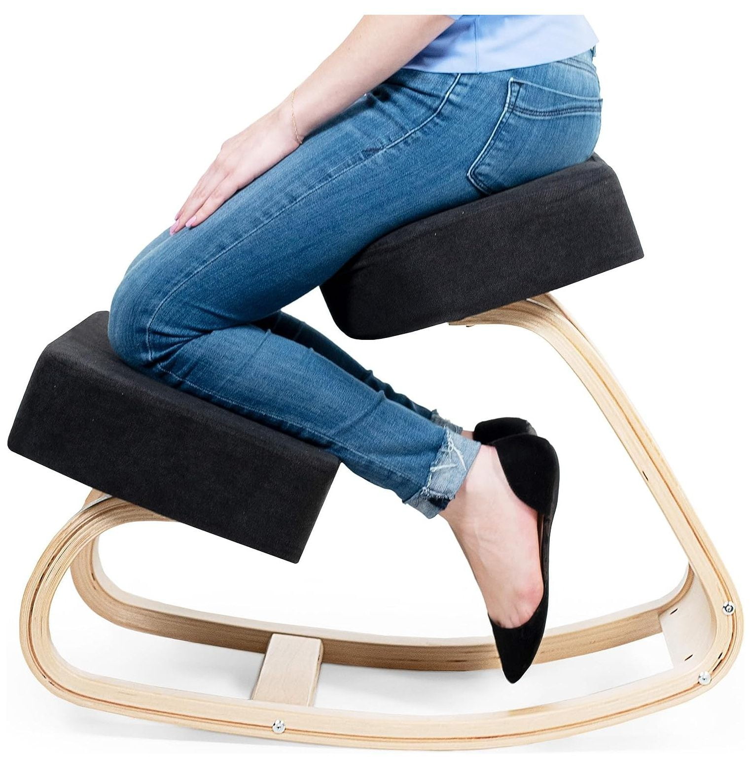 CodYinFI Wooden Rocking Kneeling Chair, Ergonomic Rocker Stool for Home ...