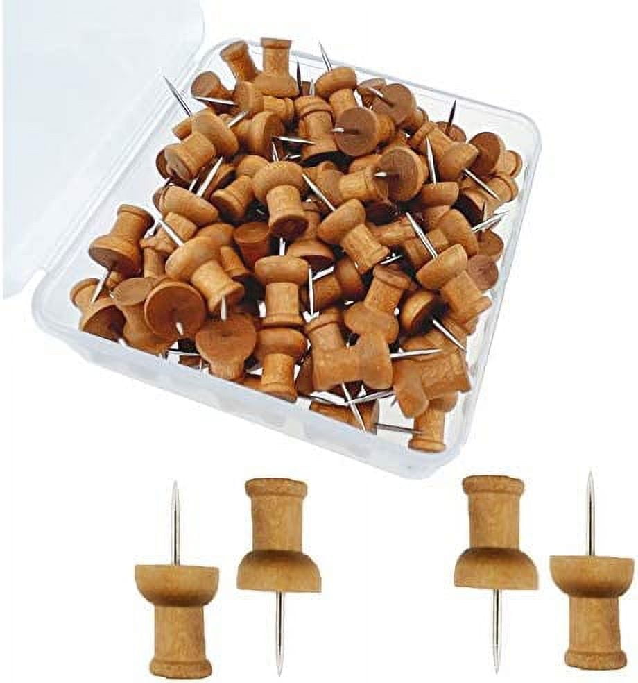 Codall Wooden Push Pins 60-Counts, Walnut, Wood Thumb Tacks Decorative ...