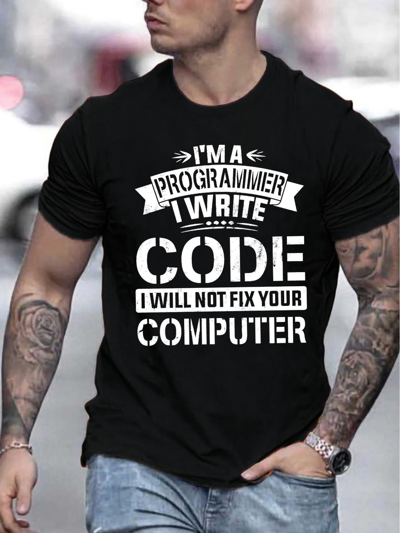 Code Computer Print, Men's Niche Crew Neck Tees, Casual Comfy T-shirts ...