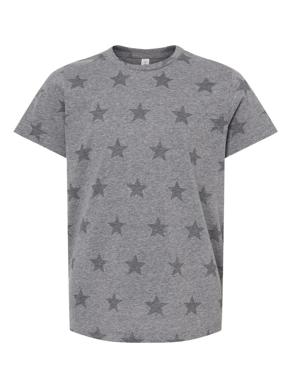 Code Five B04538582 Youth Star Print T-Shirt, Granite Heather Star ...