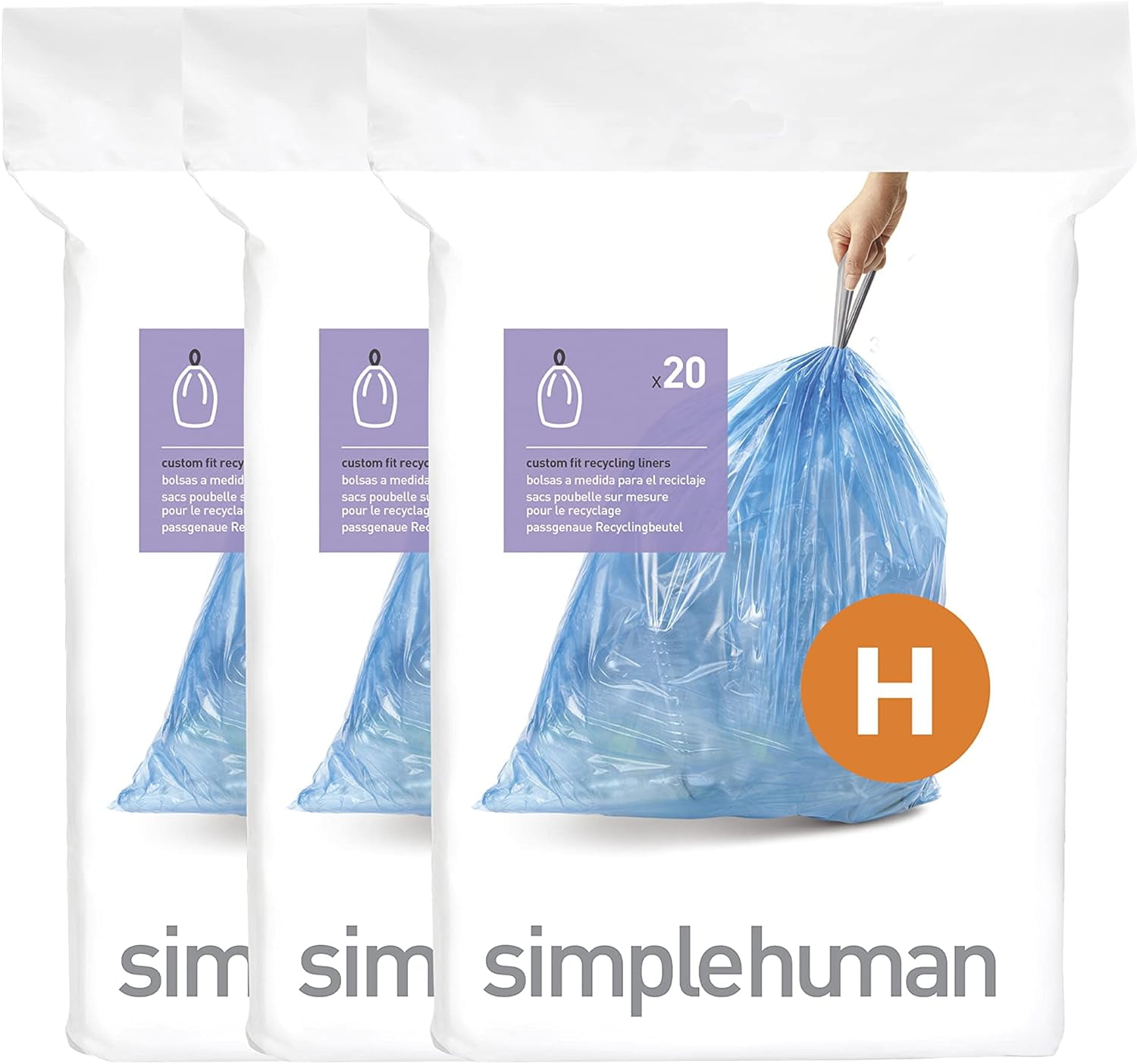 Code H 60 Count, Genuine Custom Fit Liners, Drawstring Trash Bags in ...