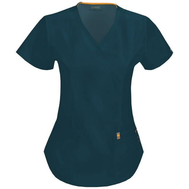 Code Happy Bliss w/ Certainty Scrubs Top for Women Mock Wrap Plus Size ...