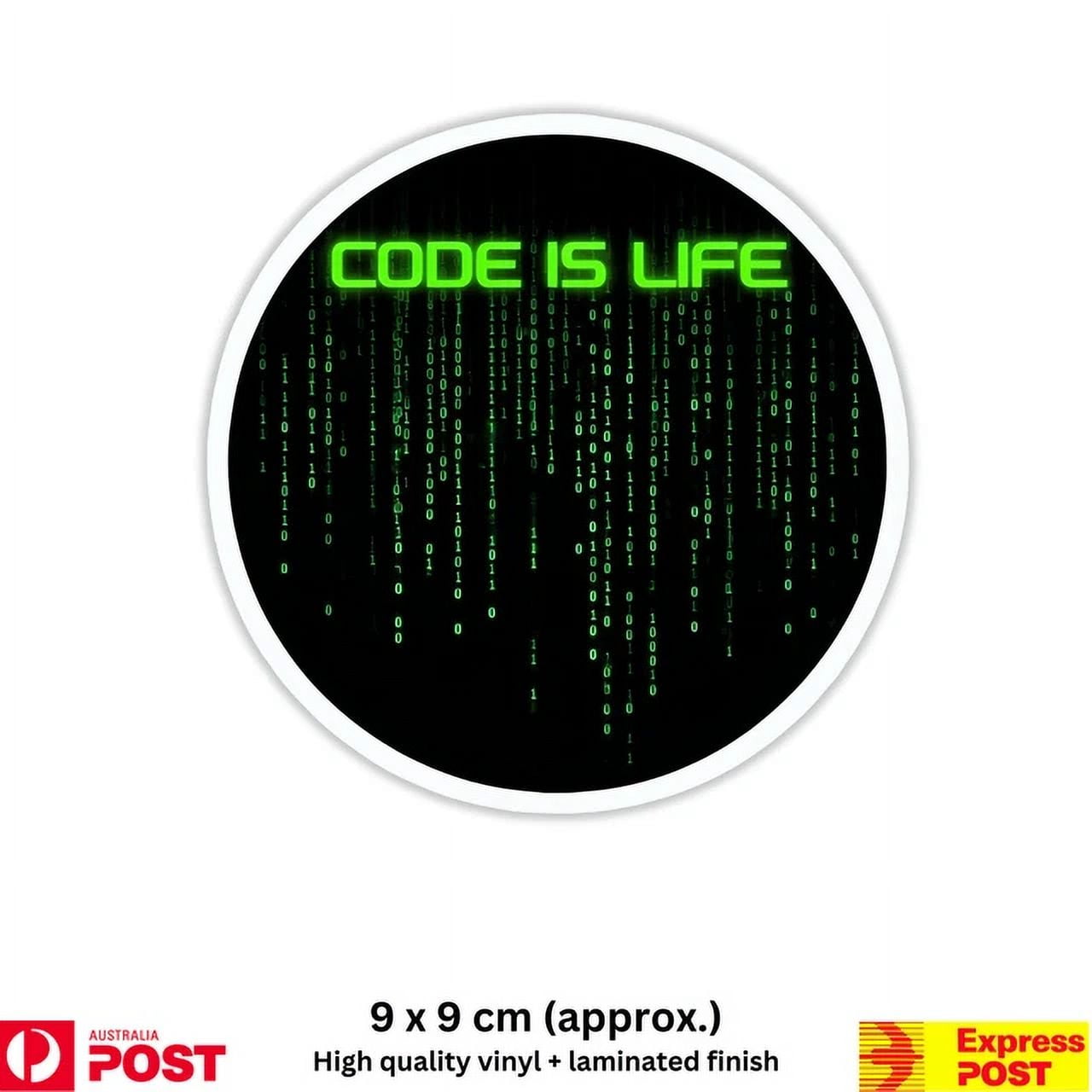 Code Is Life Green Matrix Programmer Sticker Phone Decal Water Bottle Stickers Car Decals ...