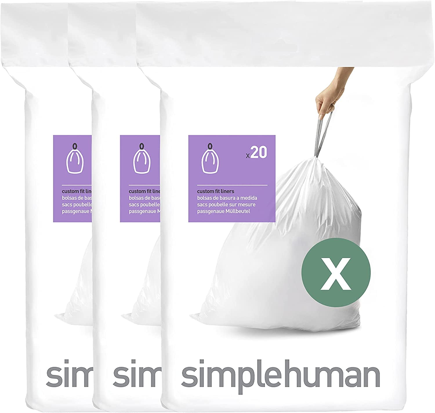 Code X 60 Count, Dispenser Pack Custom Fit Liners, Drawstring Trash ...