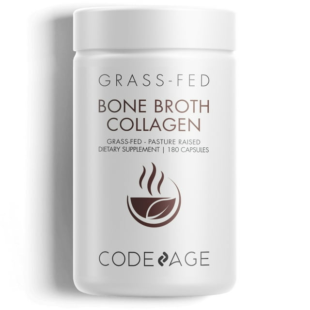 Codeage Bone Broth, Organic Bovine & Chicken Bone Broth, Grass-Fed Pasture-Raised Collagen ...