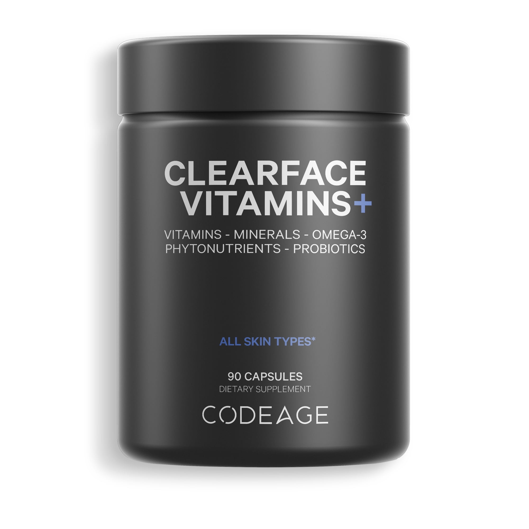 Codeage Clearface Complex Supplements, Skin Vitamins & Botanical Blend, Probiotics Capsules, 90 ...