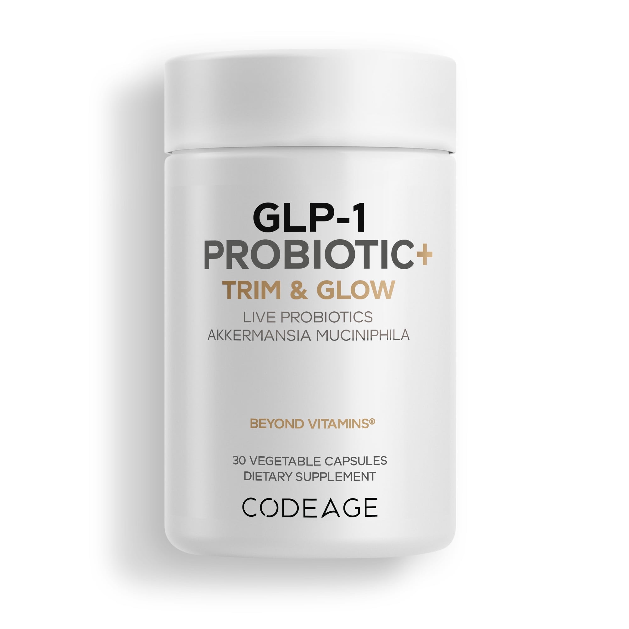 Codeage GLP-1 Probiotic+, Live Probiotics Akkermansia, Chicory Inulin Prebiotics Postbiotics, 30 ...