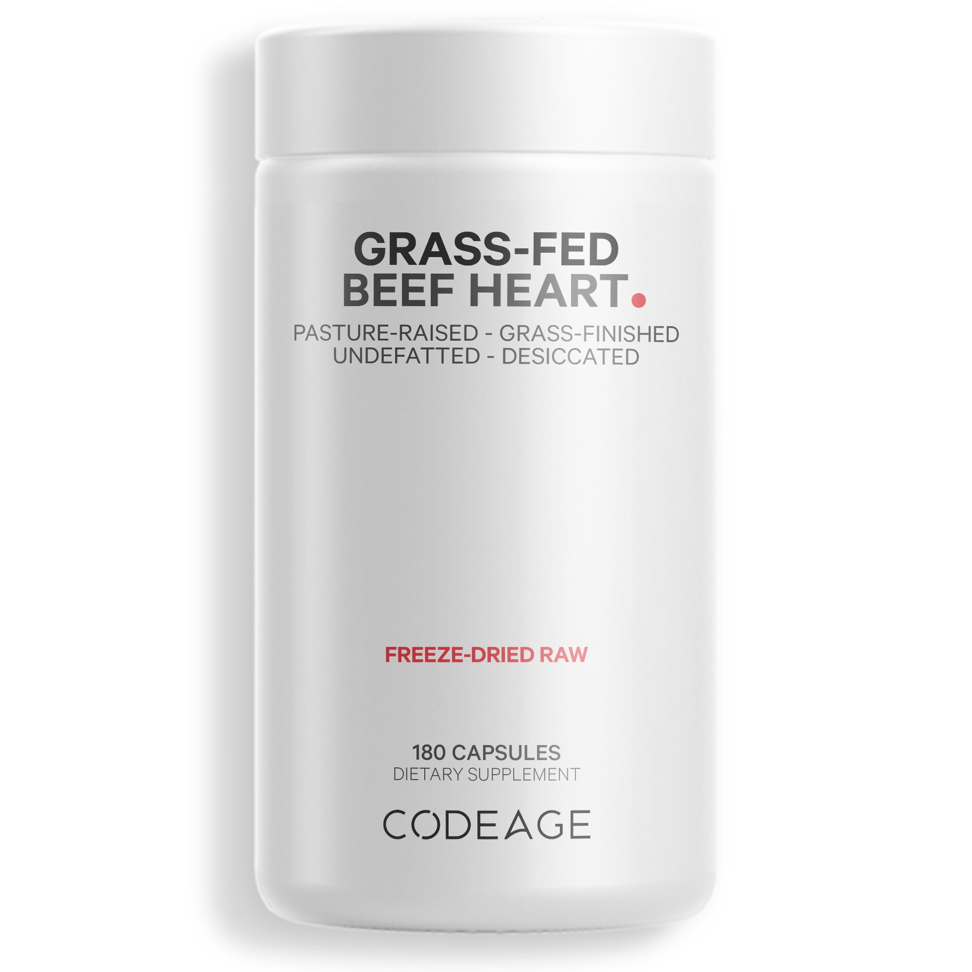 Codeage Grass-Fed Beef Heart Supplement, Pasture-Raised, 180 Capsules ...