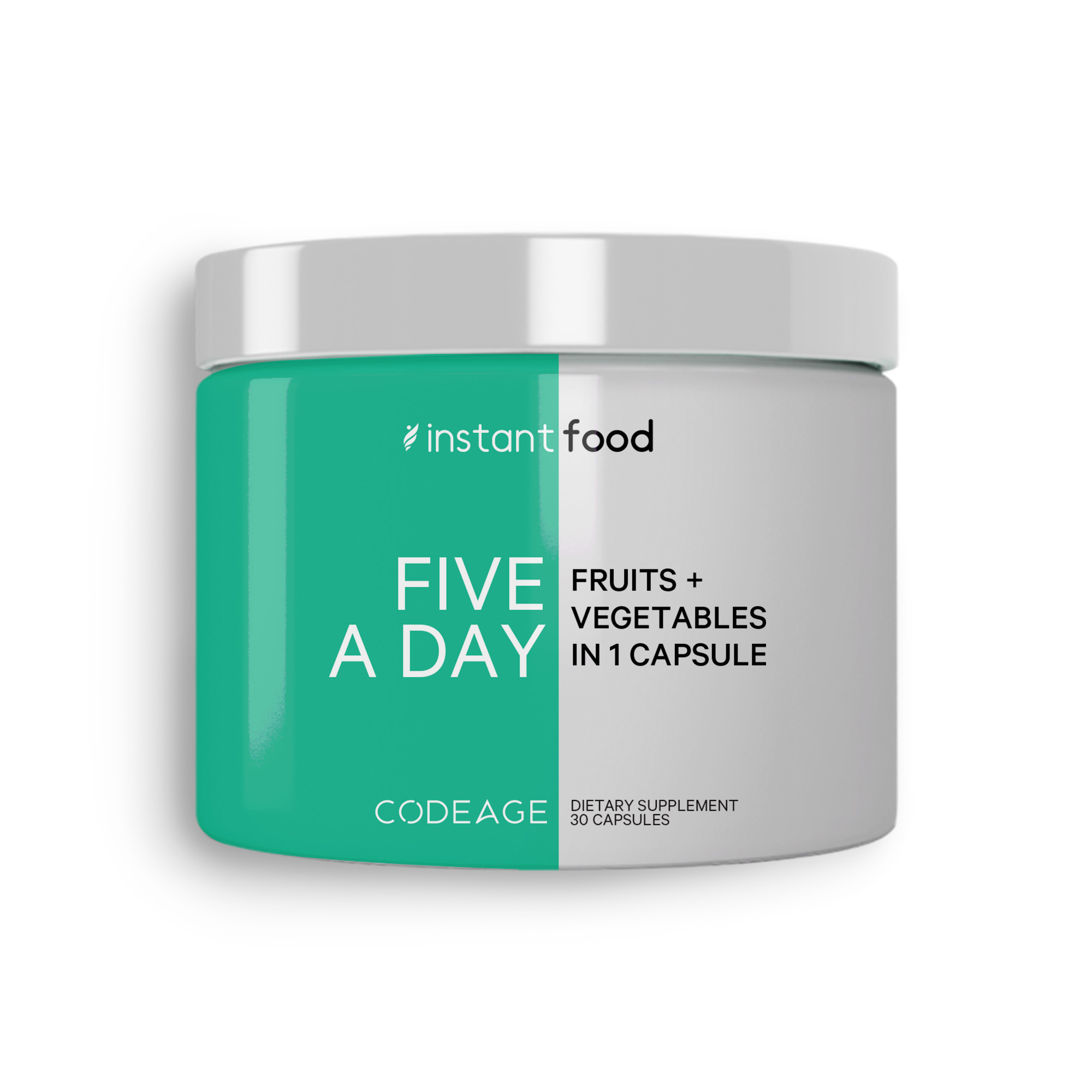 Codeage Instantfood Five a Day, 15 Fruits & Vegetables All-In-One Capsule, Whole Food Vegan ...