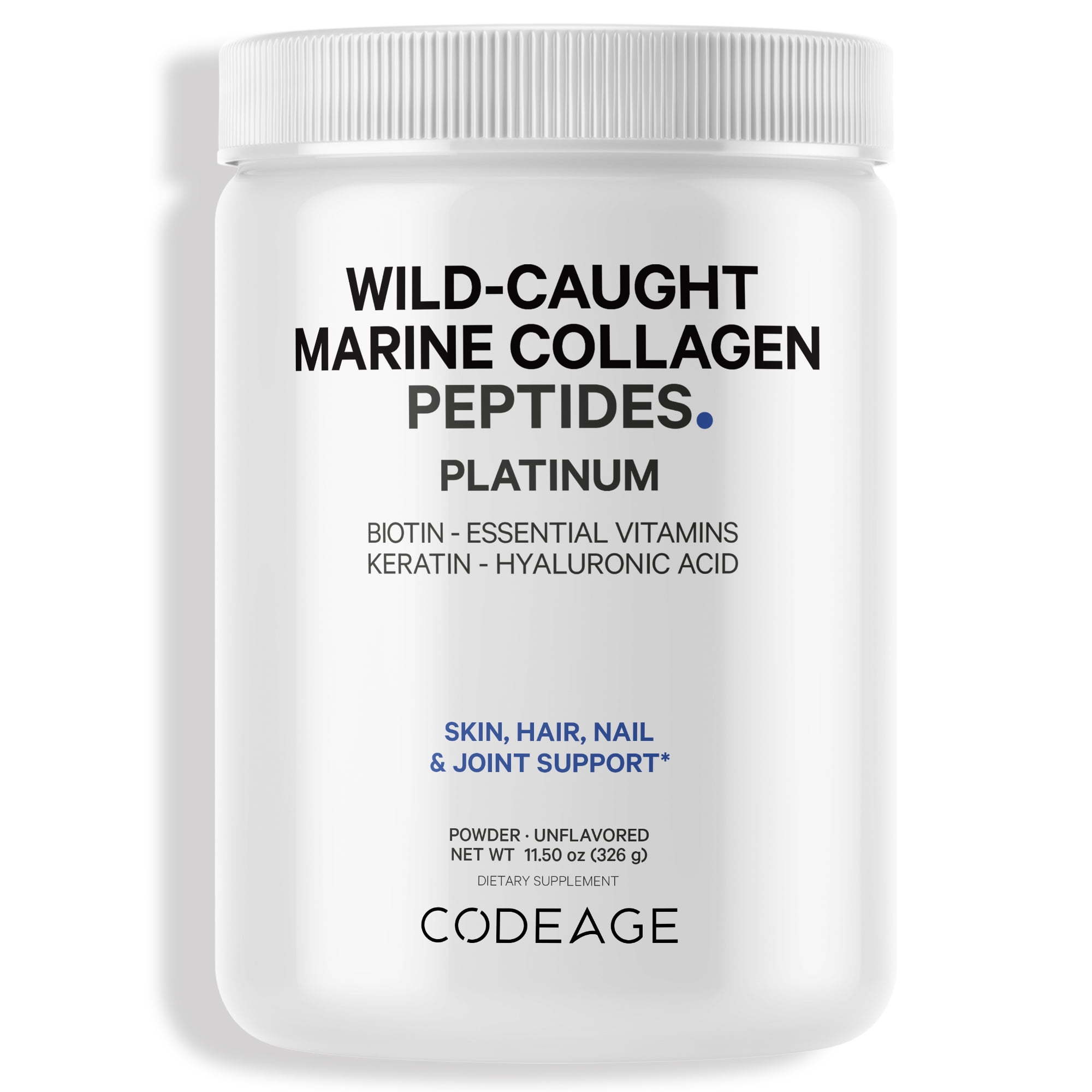 Codeage Hydrolyzed Marine Collagen Protein Powder, Fish Collagen Peptides + Vitamins, Biotin ...