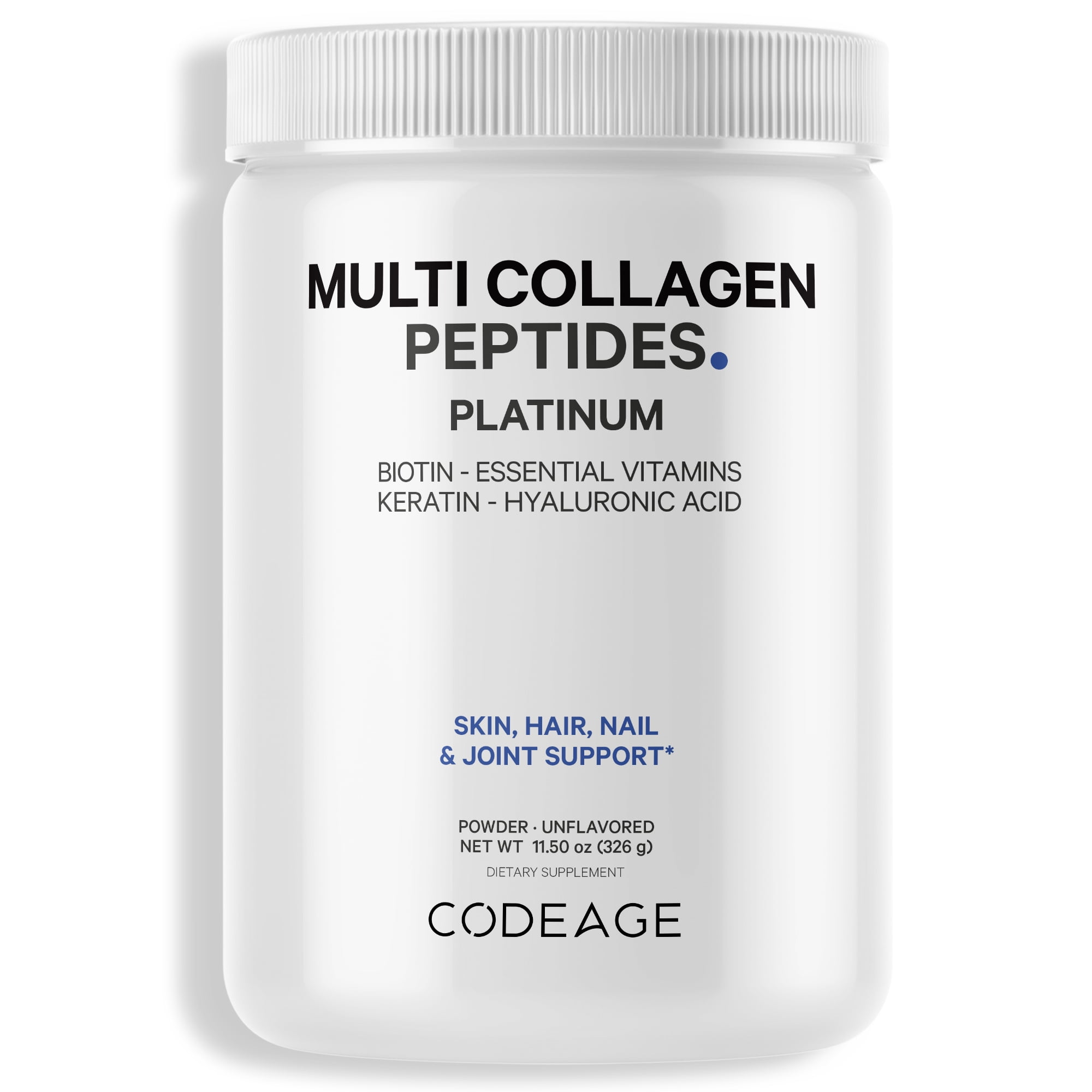 Codeage Multi Collagen Peptides Supplement, Biotin, Vitamins C, B, D3, Keratin, Hyaluronic Acid ...