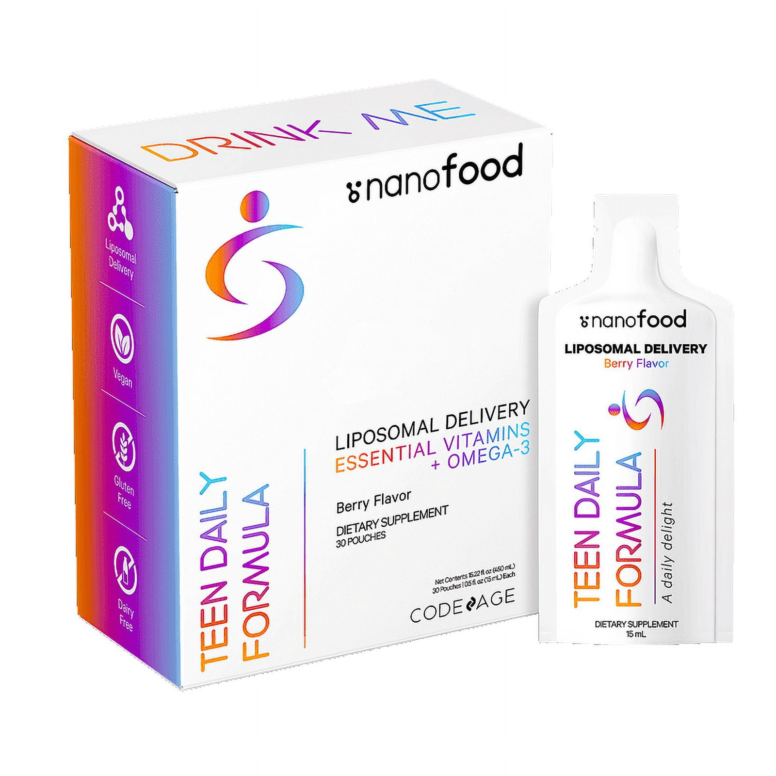 CODEAGE, Liquid Multivitamin for Teenagers Boys Girls, Vegan, Sugar ...