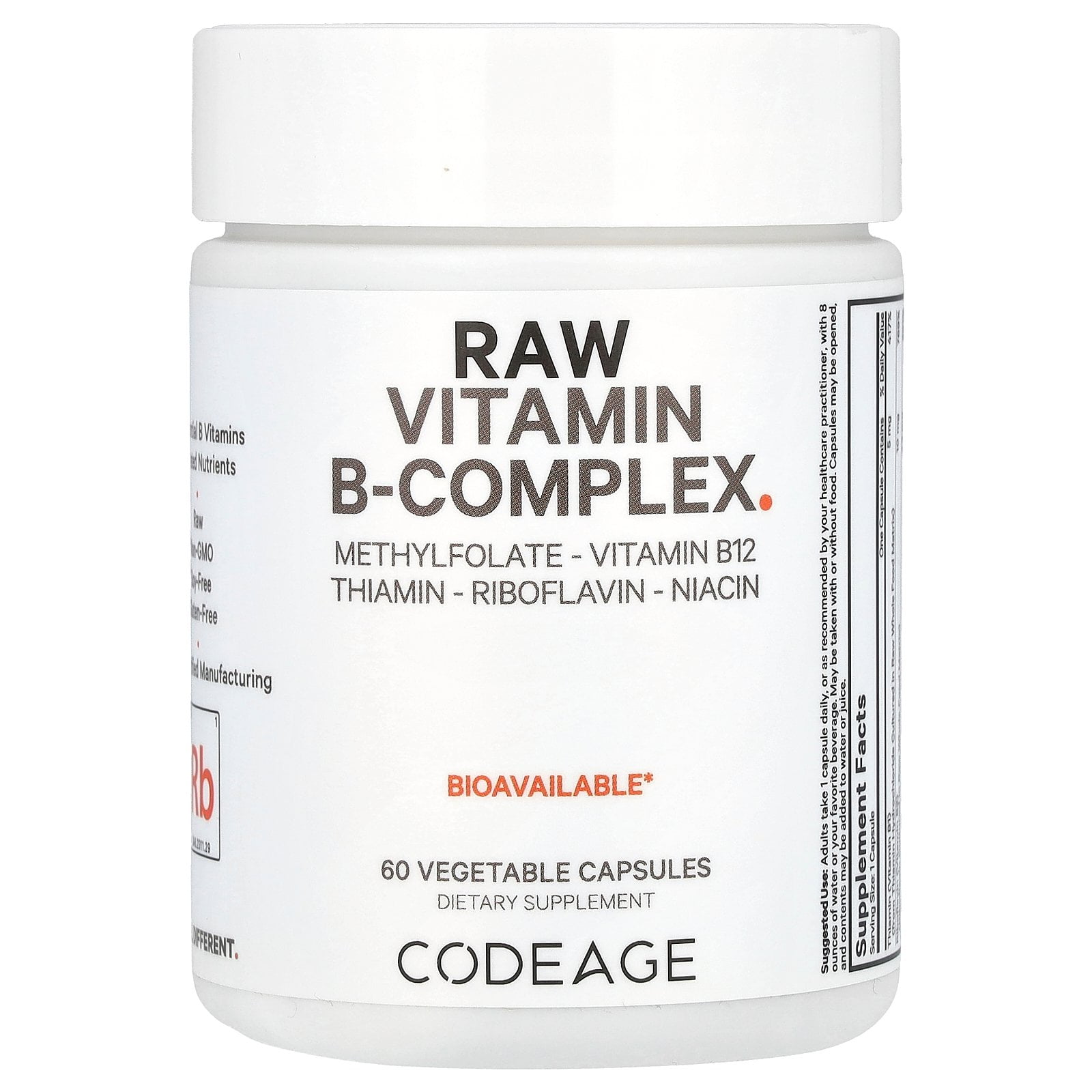 Codeage Raw Vitamin B-Complex, 60 Vegetable Capsules - Walmart.com