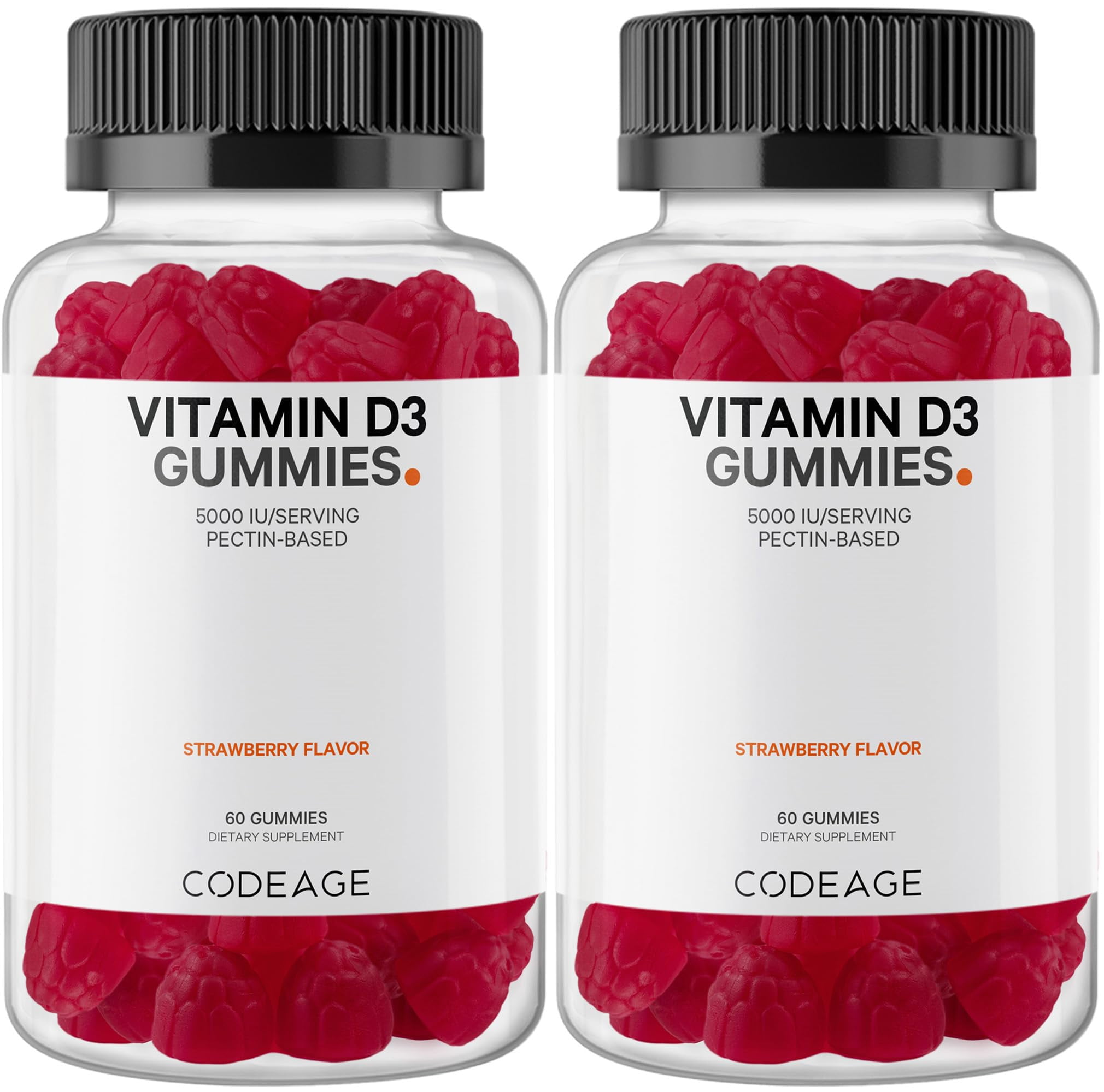 Codeage Vitamin D3 Gummy Vitamins, Vitamin D3 5000 IU Gummies Cholecalciferol 125 mcg, Soft ...