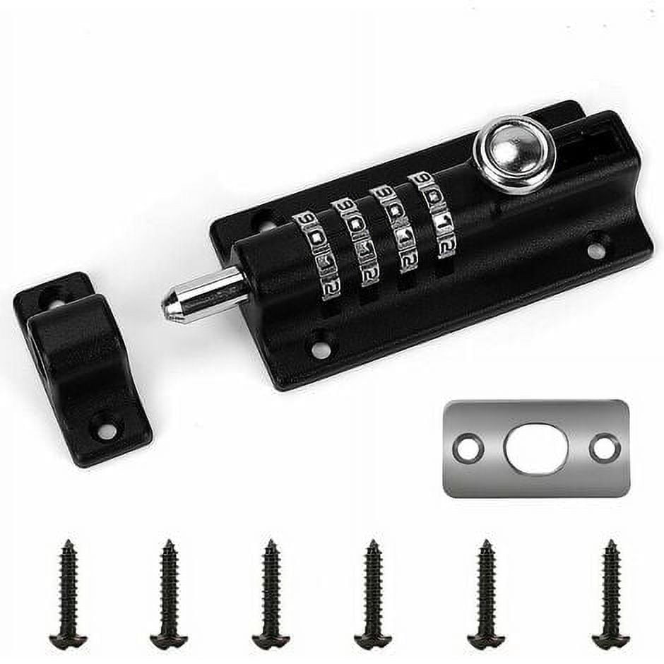 Coded Door Lock, 4 Recodeable Wheels Water Resistant Gate Lock Keyless ...