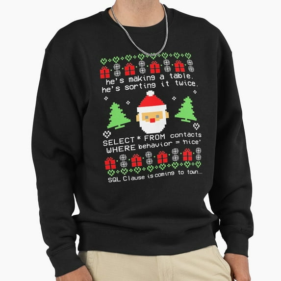 Coder St. Nick Claus SQL Clause Unisex Sweatshirt Funny Works Christmas ...