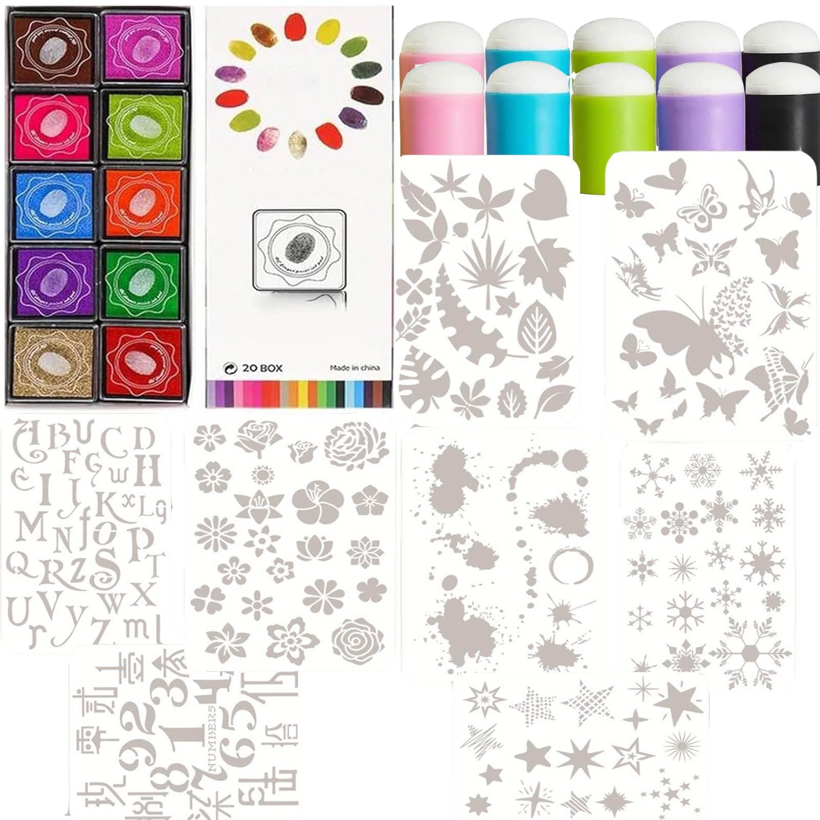 Coderafted DIY Sponge Finger Painting Kit with Stencils,Finger Sponge ...