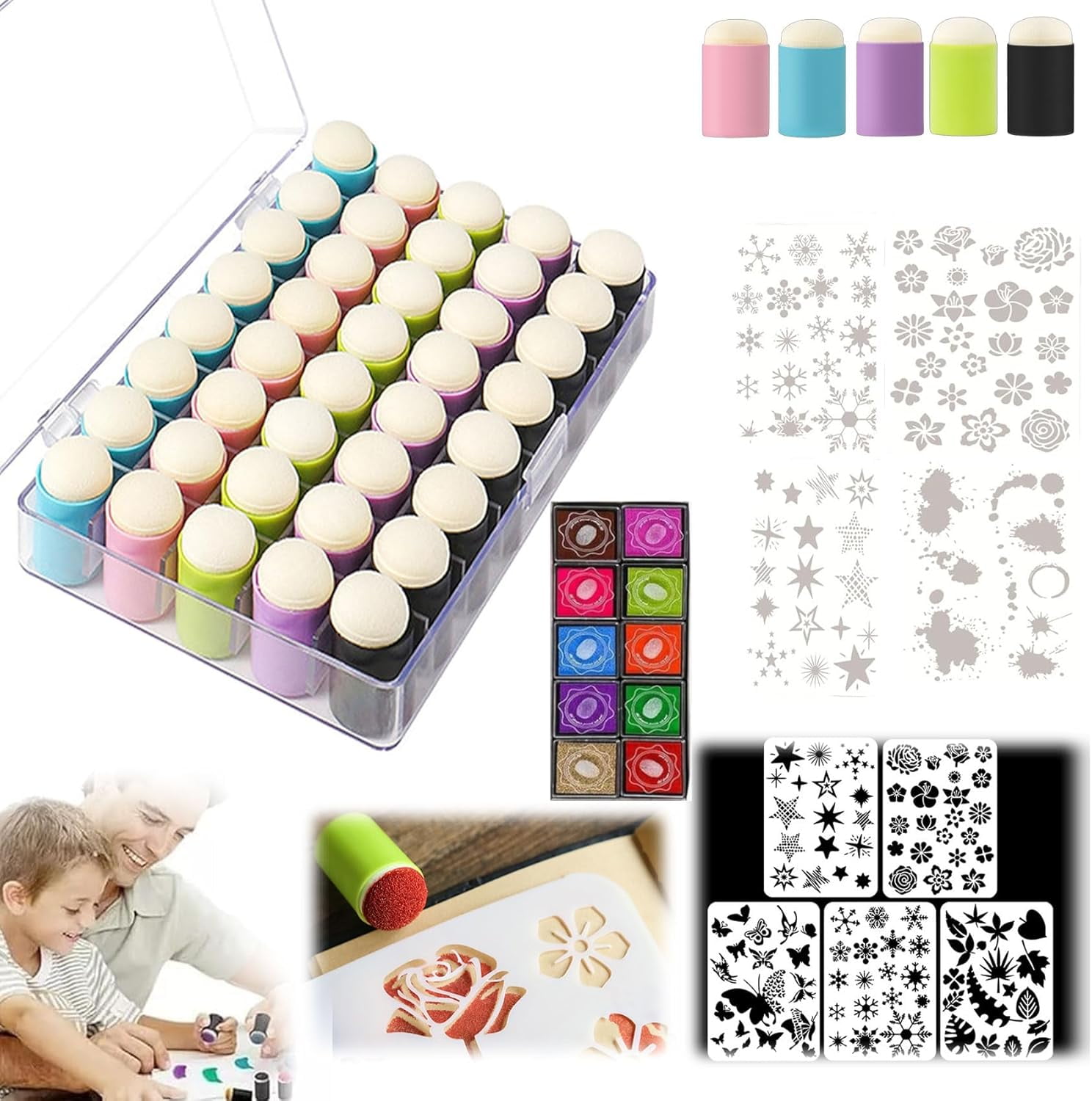 Coderafted DIY Sponge Finger Painting Set, Finger Sponge Daubers ...