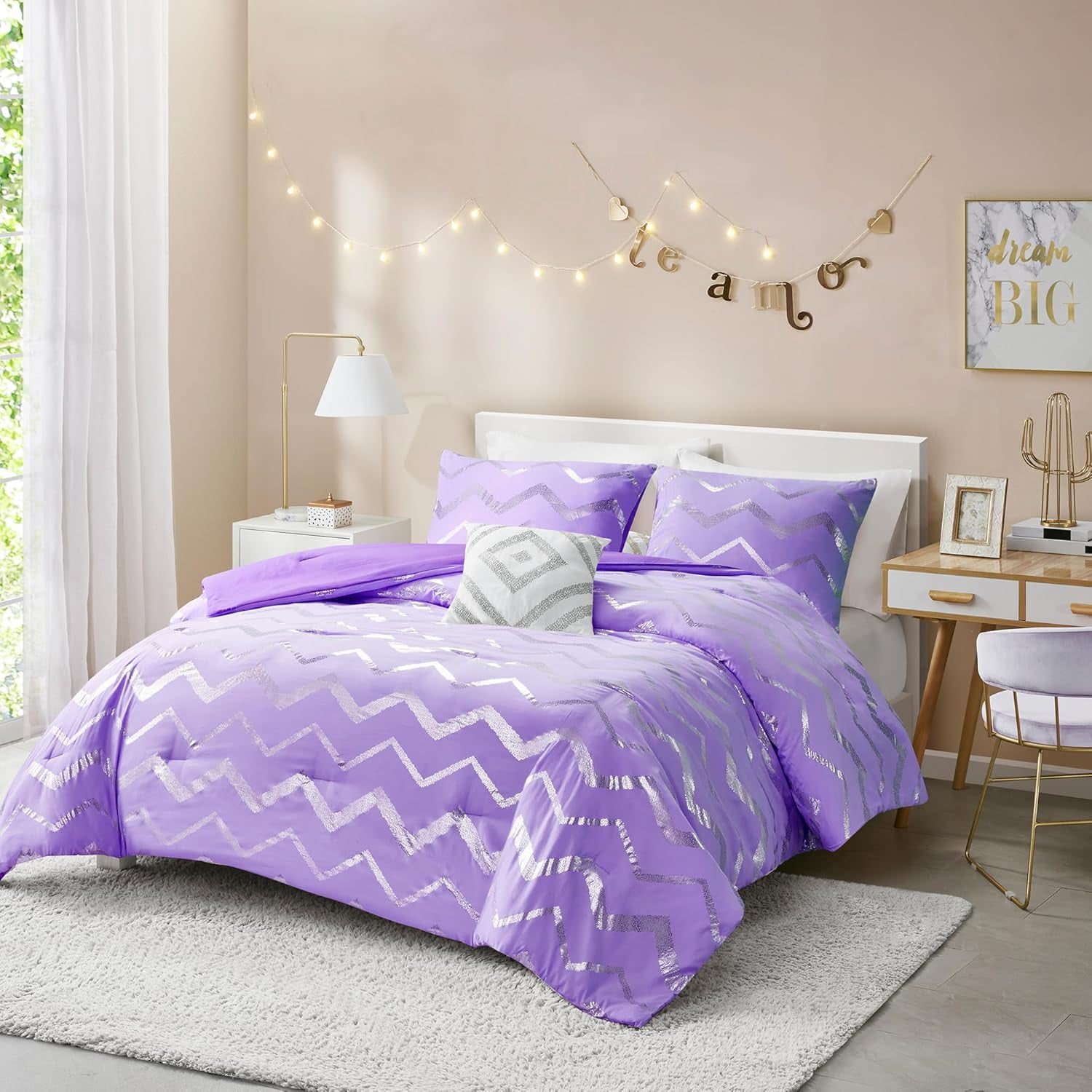 Codi Twin XL Comforter Sets for Girls Purple, Teen Girl 3 Piece Bedding ...