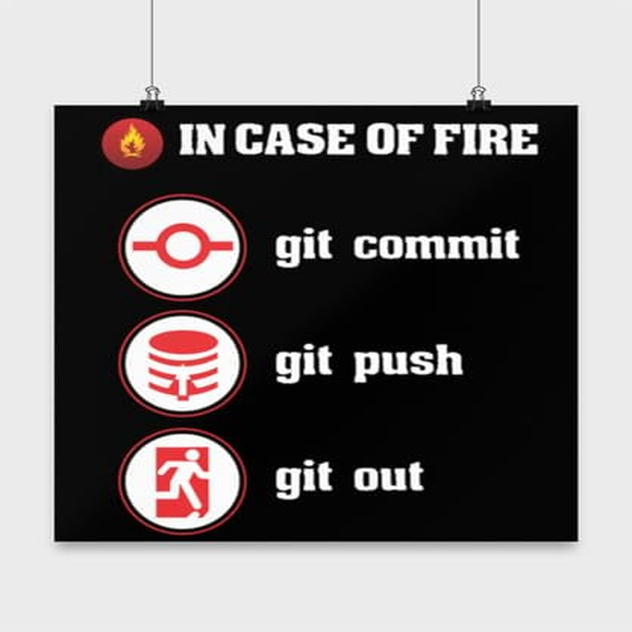 Coding Poster, In Case Of Fire Git Commit Git Push Git Out, Computer ...