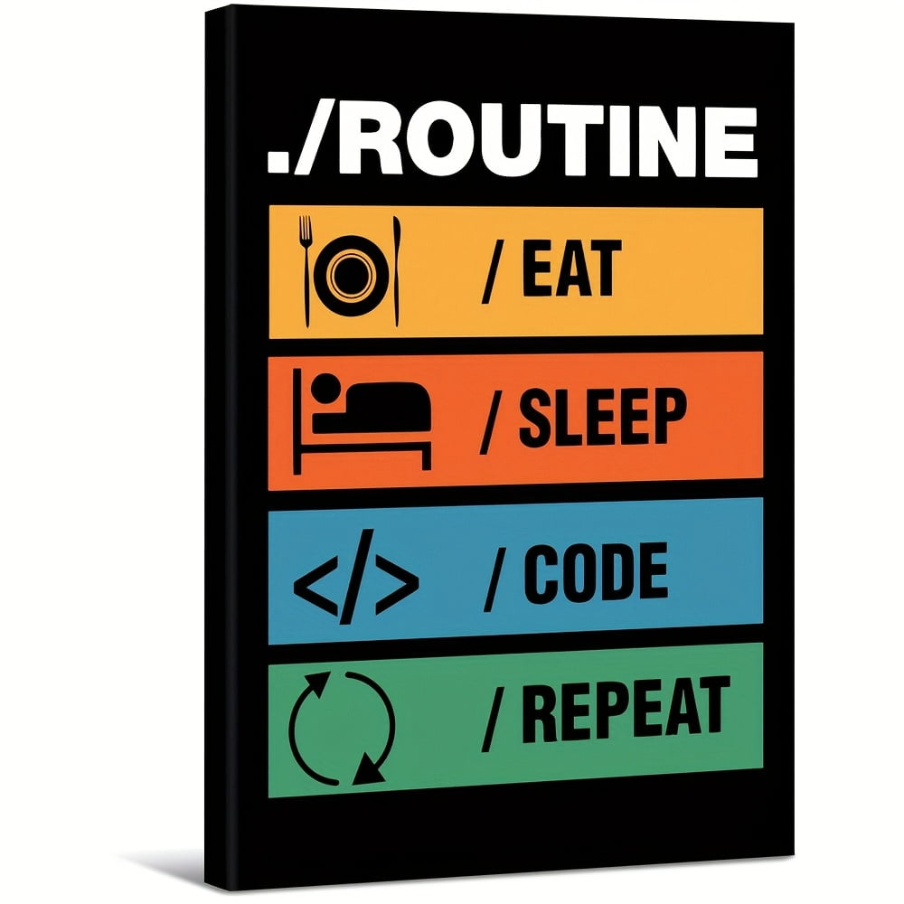Coding Routine Eat Sleep Code Repeat. Large Wooden Framed Wall Art Home ...