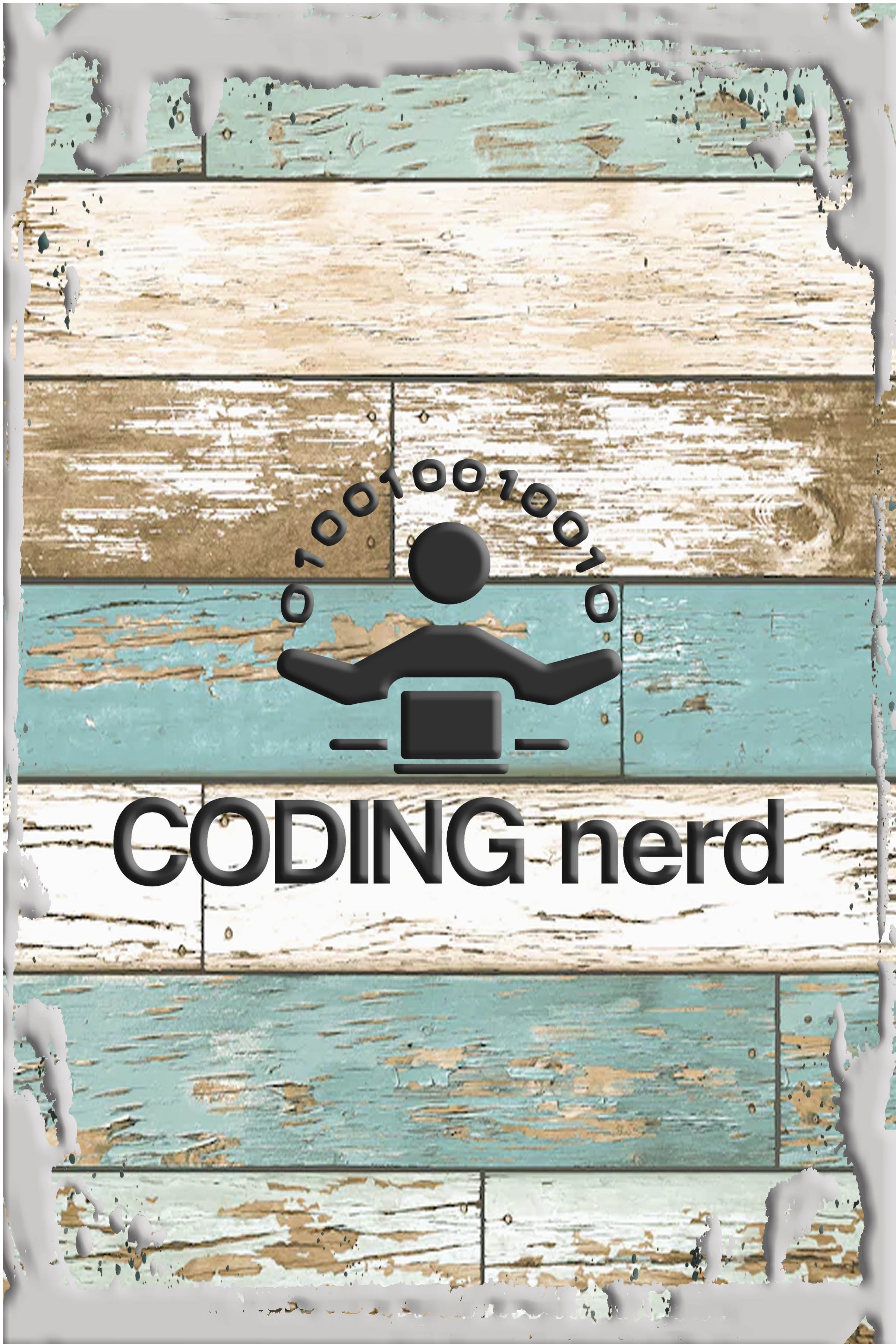 Coding nerd zeros and ones computers stick figure White Wall Art Decor ...