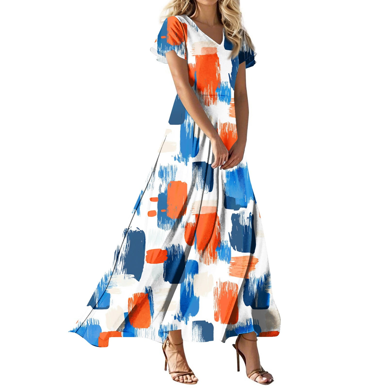 Codres Summer Beach Dresses for Women 2025 V Neck Flowy Maxi Dress Fashion Casual - Walmart.com