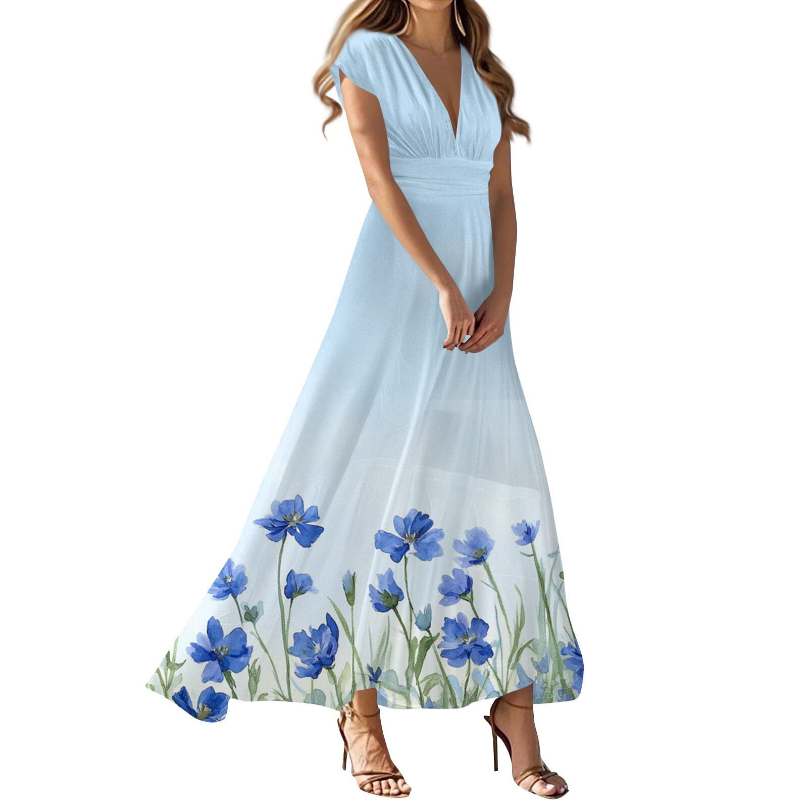Codres Summer Beach Dresses for Women 2025 V Neck Waist Maxi Dress Fashion Casual - Walmart.com