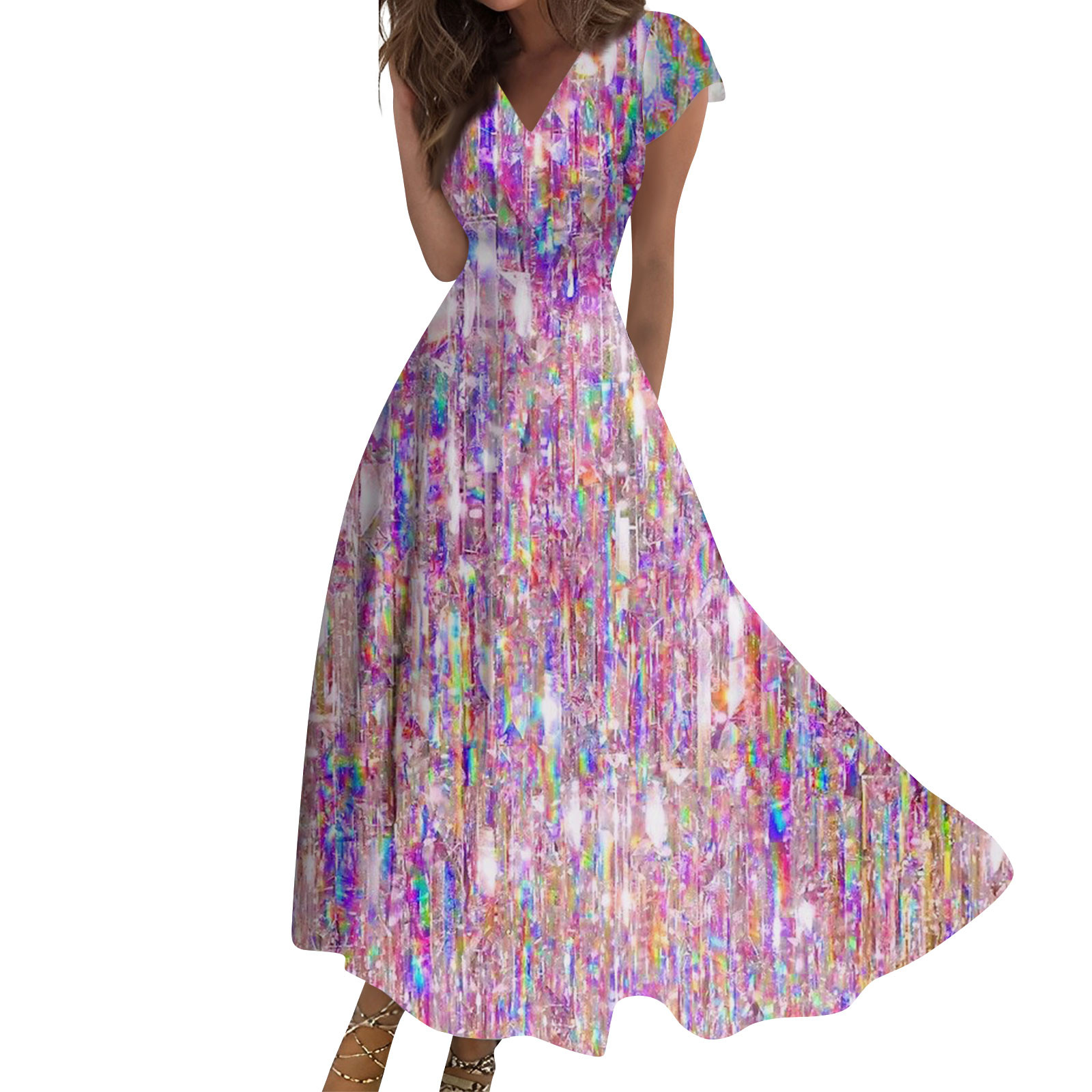 Codres Summer Beach Dresses for Women 2025 V Neck Waist Maxi Dress Fashion Casual - Walmart.com