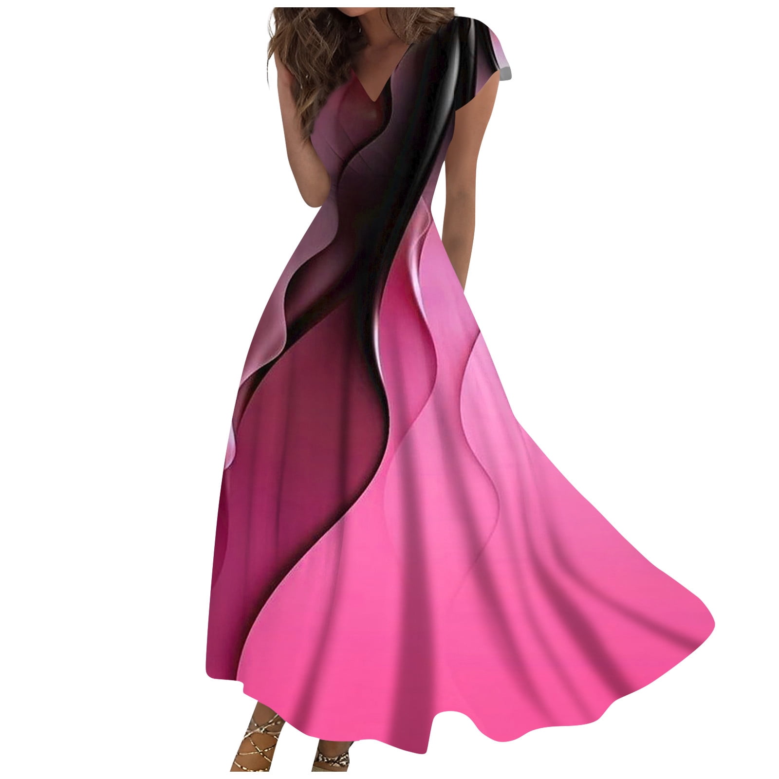 Codres Vacation Dresses for Women 2025 V Neck Summer Beach Maxi Dress ...