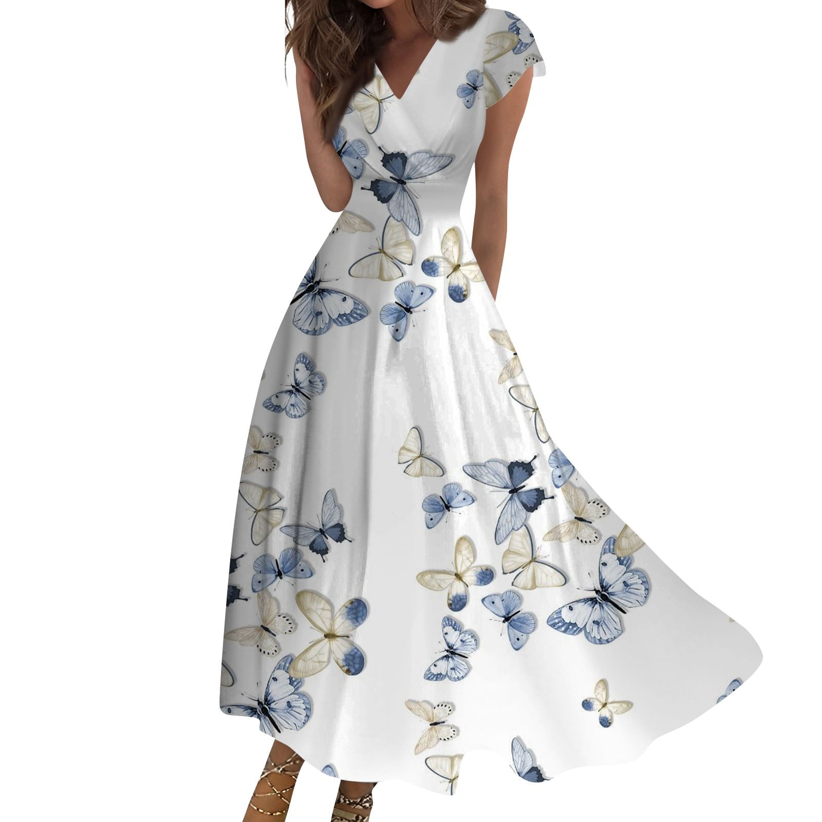 Codres Vacation Dresses for Women 2025 V Neck Summer Beach Maxi Dress Fashion Casual - Walmart.com