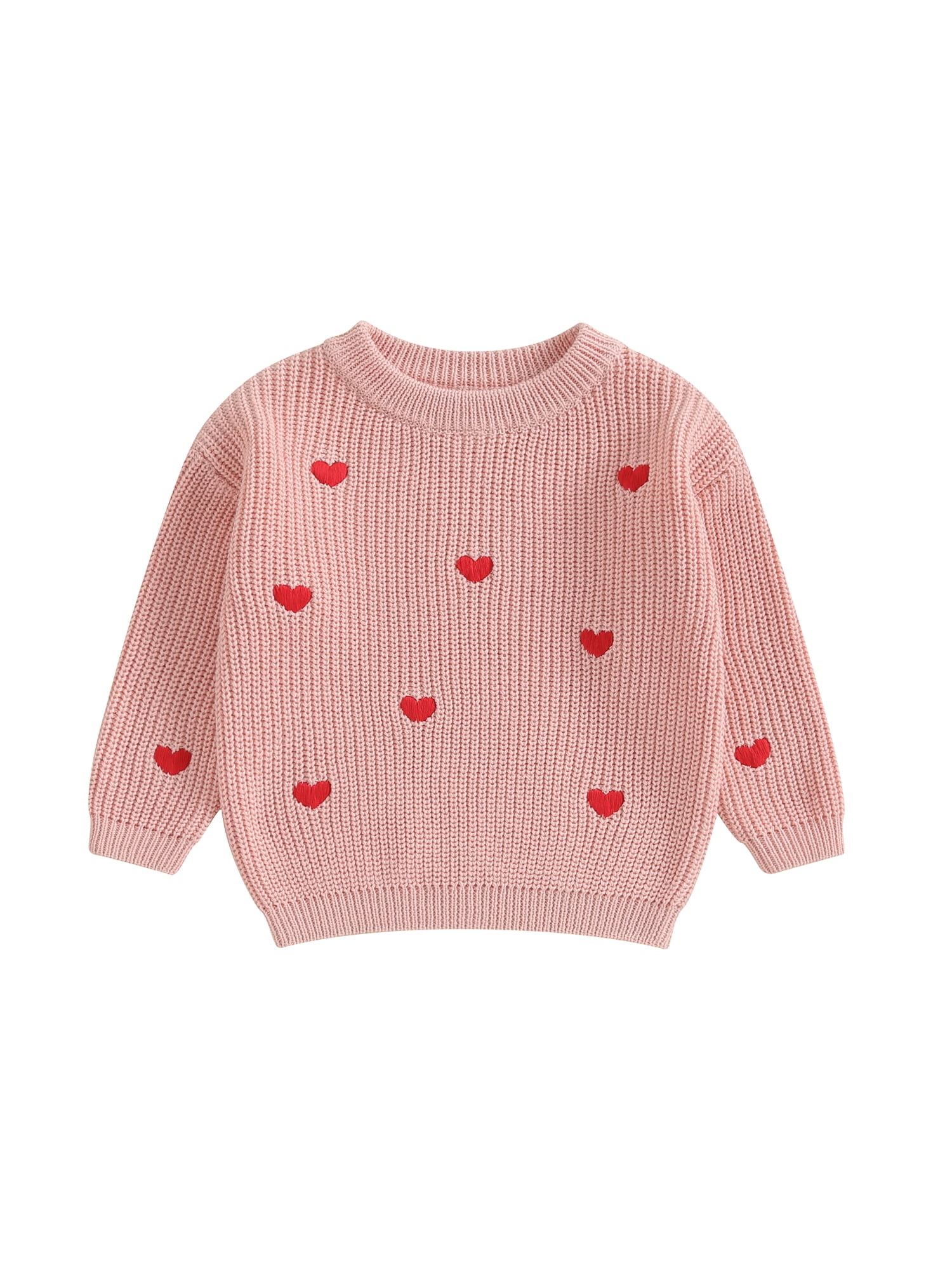 Coduop Baby Girl Sweaters Cute Long Sleeve Heart Embroidery Knit ...