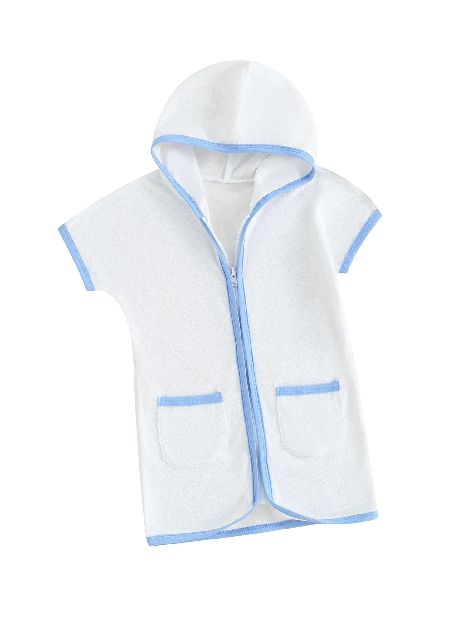 Coduop Girls Boys Terry Cloth Swim Cover Up Zip Up Hooded Bathing Suit ...