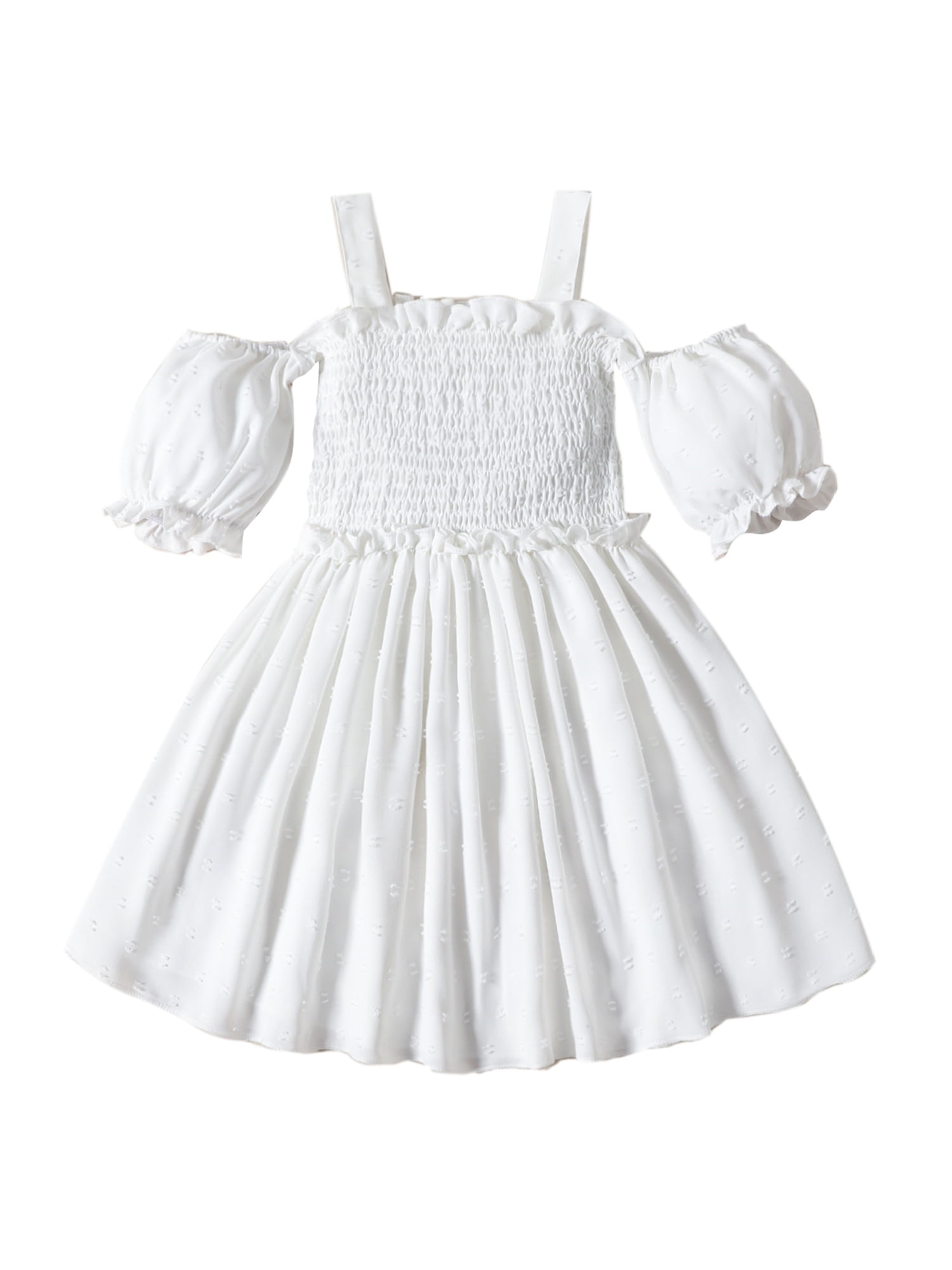 Coduop Kids Baby Girls Princess Sling Dress Short Sleeve Off Shoulder ...