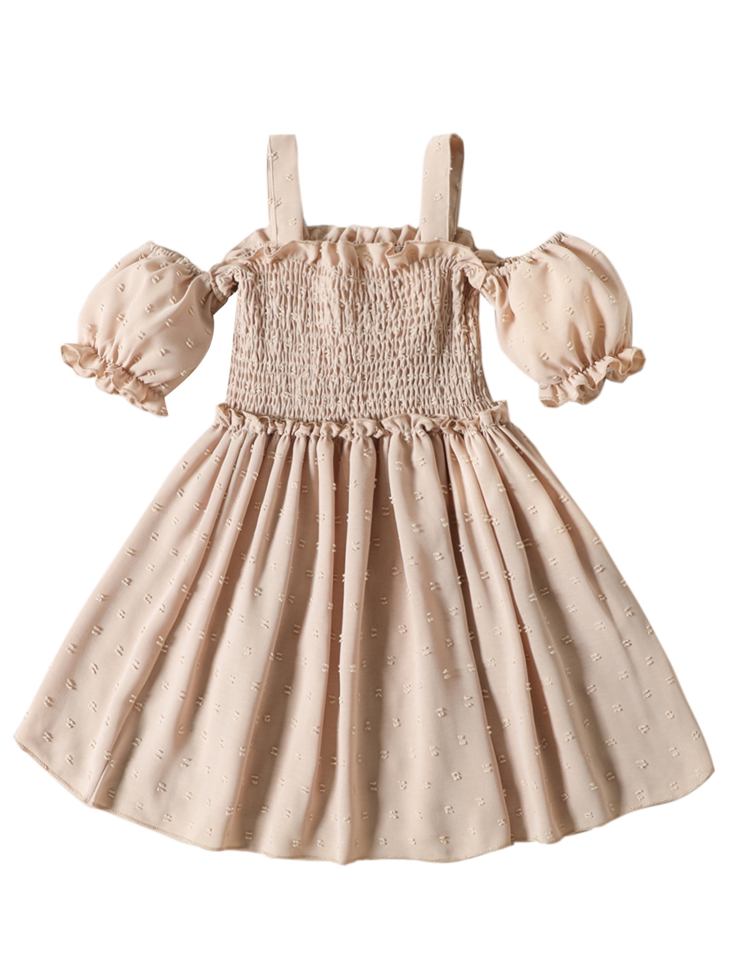 Coduop Kids Baby Girls Princess Sling Dress Short Sleeve Off Shoulder ...