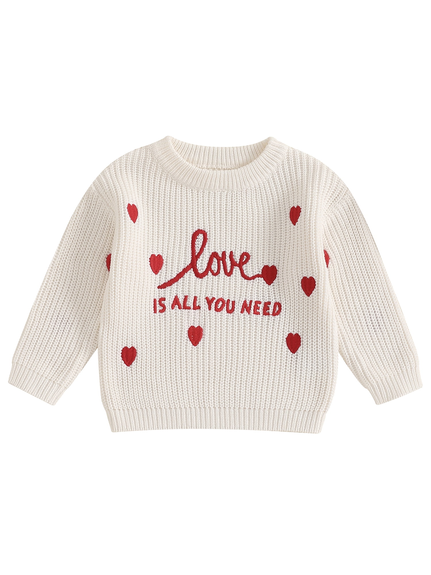 Coduop Kids Girls Sweater Long Sleeve Embroidery Letters Heart Warm ...