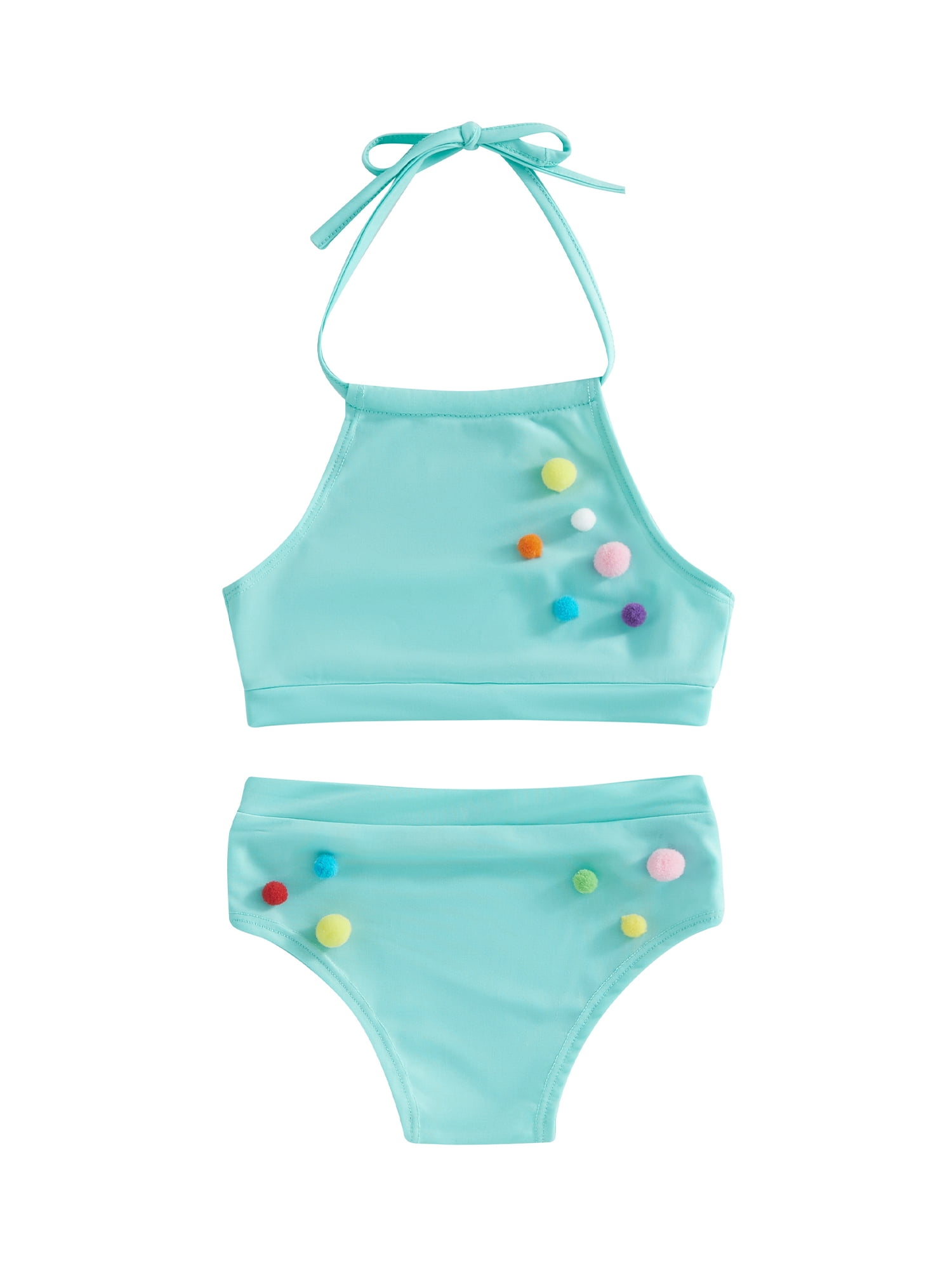 Coduop Toddler Baby Girls Bikini Set Swimsuit,Plush Ball Beach Bathing ...