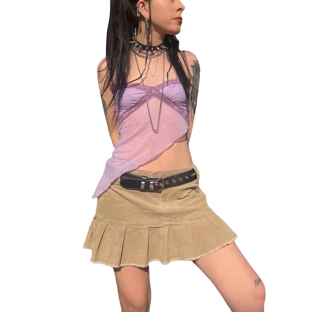 Coduop Womens Mesh Crop Cami Tops Spaghetti Strap Lace Patchwork