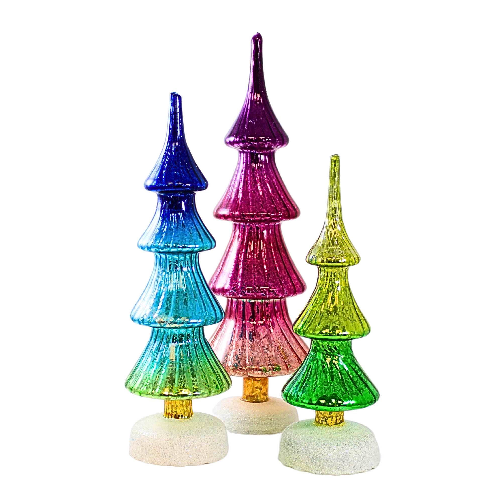 Cody Foster 12.00In Brilliant Ombre Trees Set / 3, Glass, Christmas ...