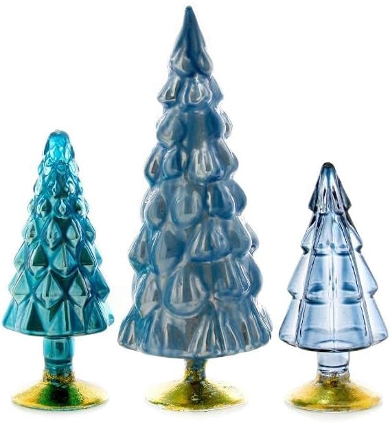 Cody Foster & Co Christmas Tree Glittered Glass Figures Village Forest ...