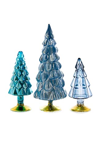 Cody Foster & Co Christmas Tree Glittered Glass Figures Village Forest ...