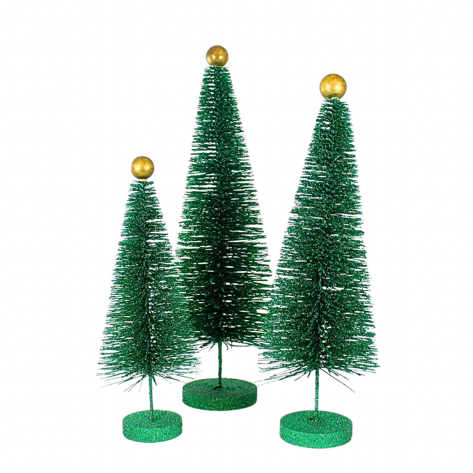 Cody Foster 18.00In Green Glitter Trees 3 Pc Set, Sisal, Christmas ...