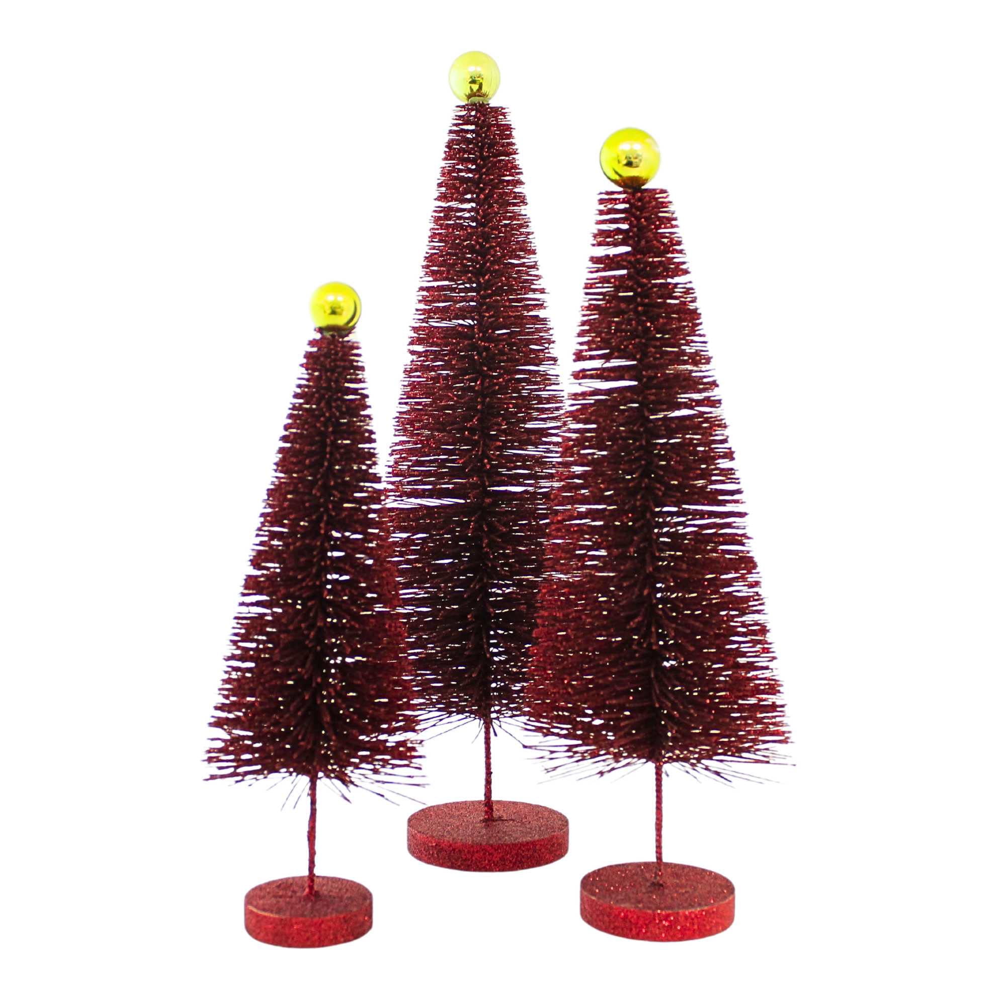 Cody Foster 18.00In Red Glitter Trees 3 Pc Set, Sisal, Christmas ...