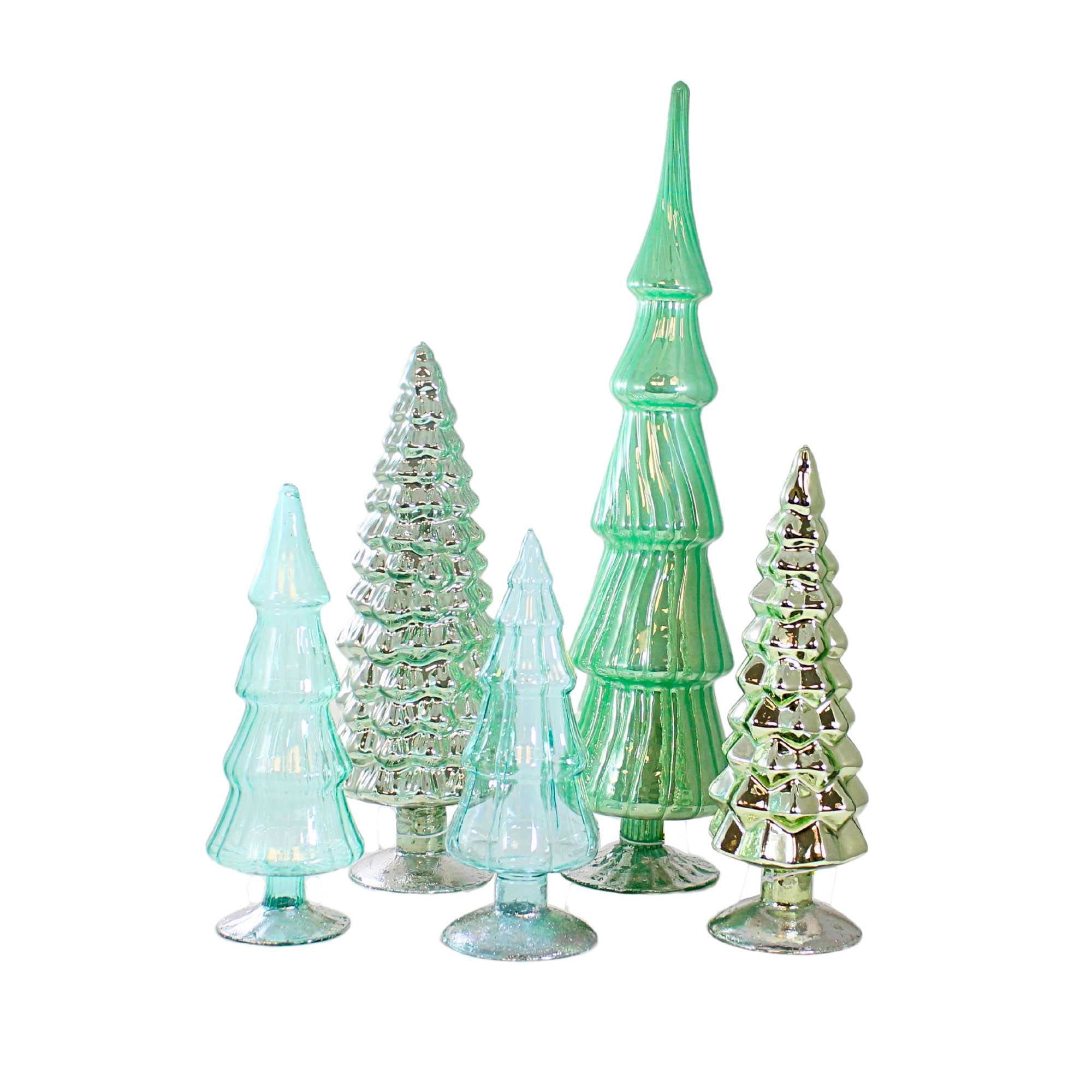 Cody Foster Winter Green Hued Glass Trees Set / 5 - 5 Glass Trees 17 ...