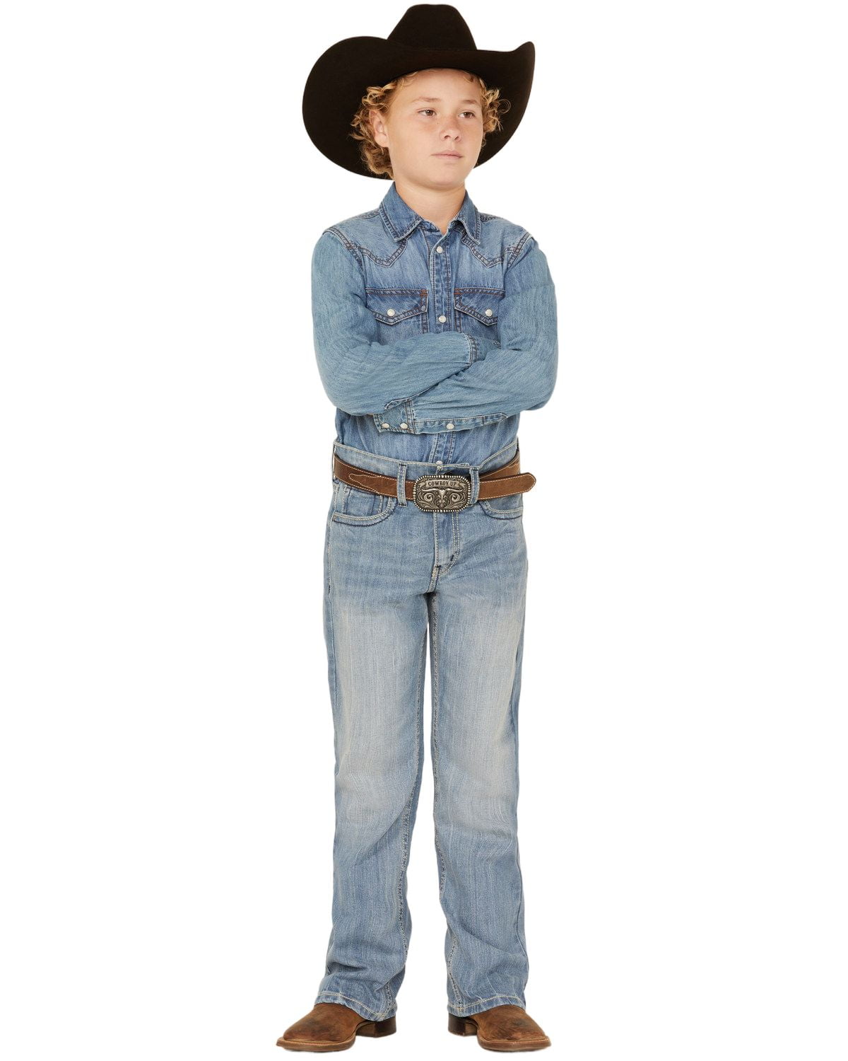 Cody James Boys' Light Wash Cloverleaf Slim Stretch Bootcut Jeans ...
