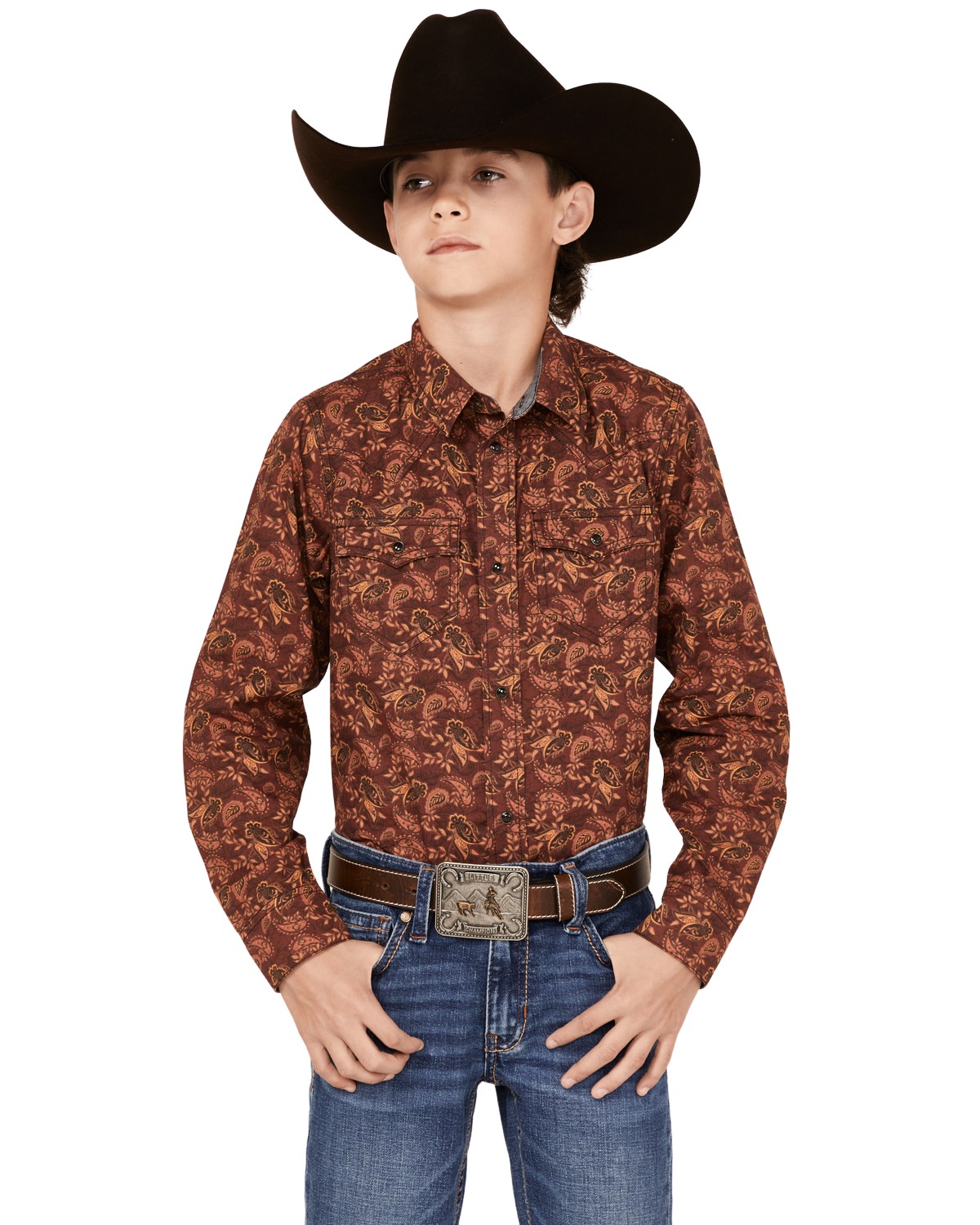Cody James Boys' Paisley Print Long Sleeve Western Snap Shirt ...