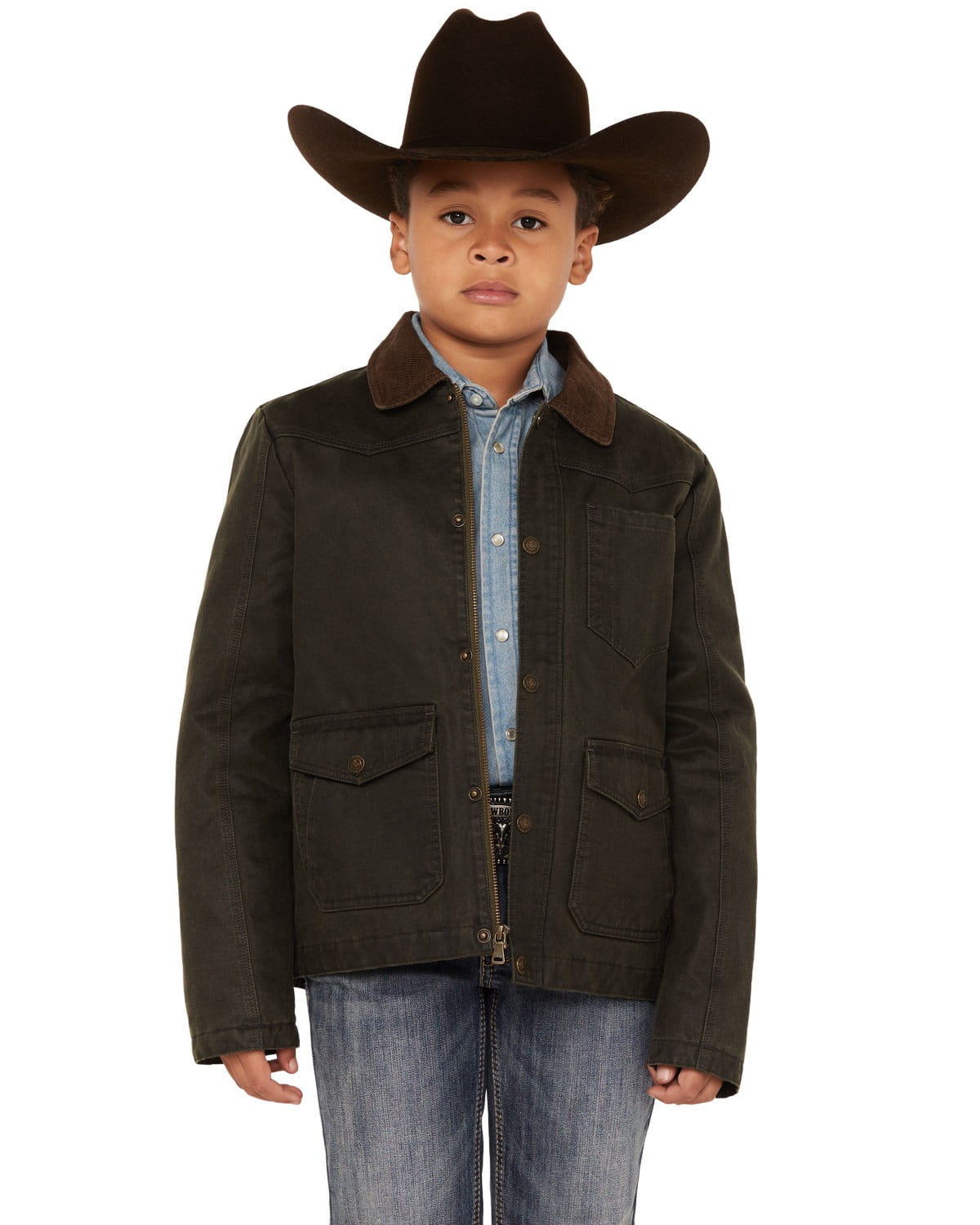 Cody James Boys' Rancher Faux Oil Skin Field Jacket - CBFA22O25 X- US ...